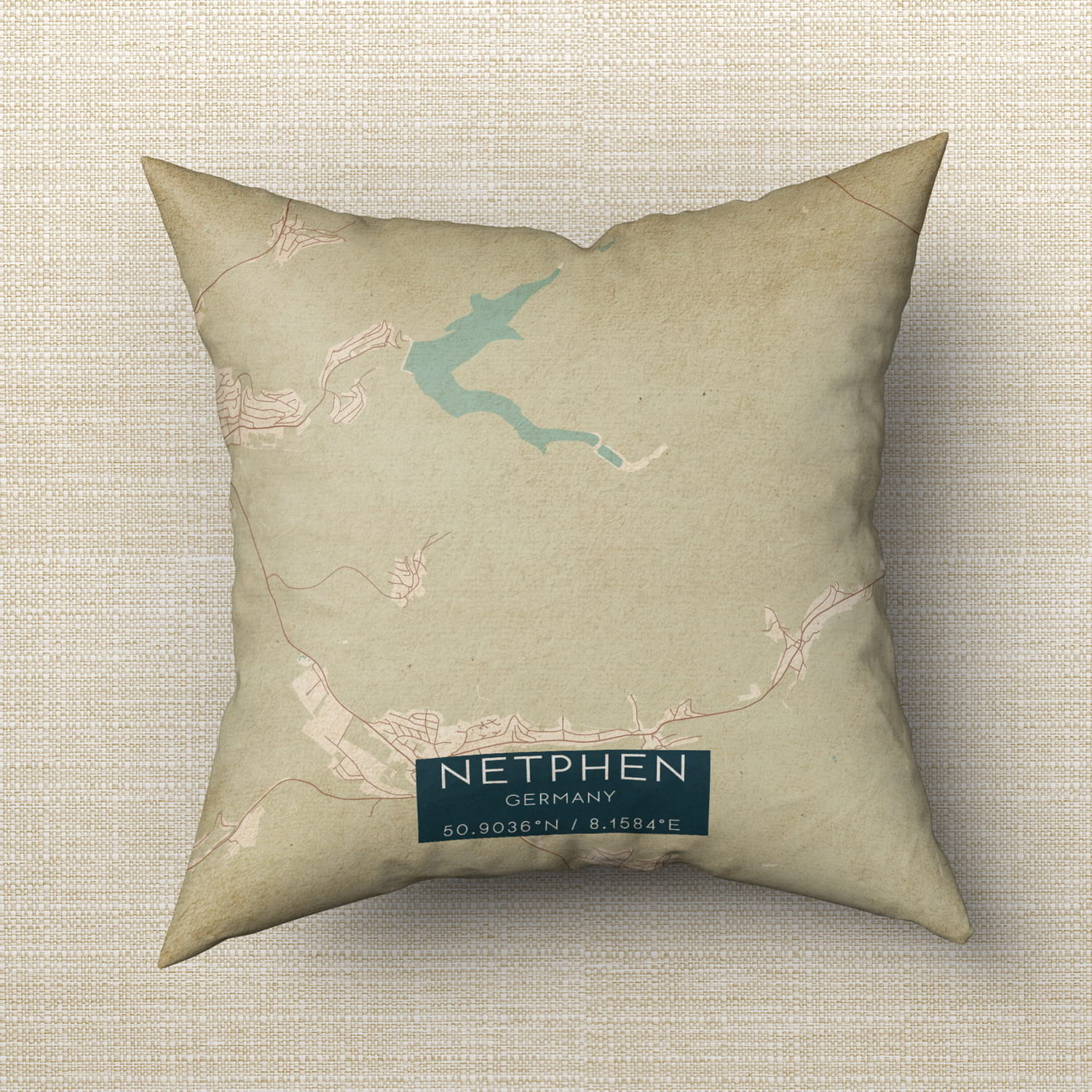 Vintage Netphen Germany Map Pillow, Custom Double Sided Pillow - Custom ...