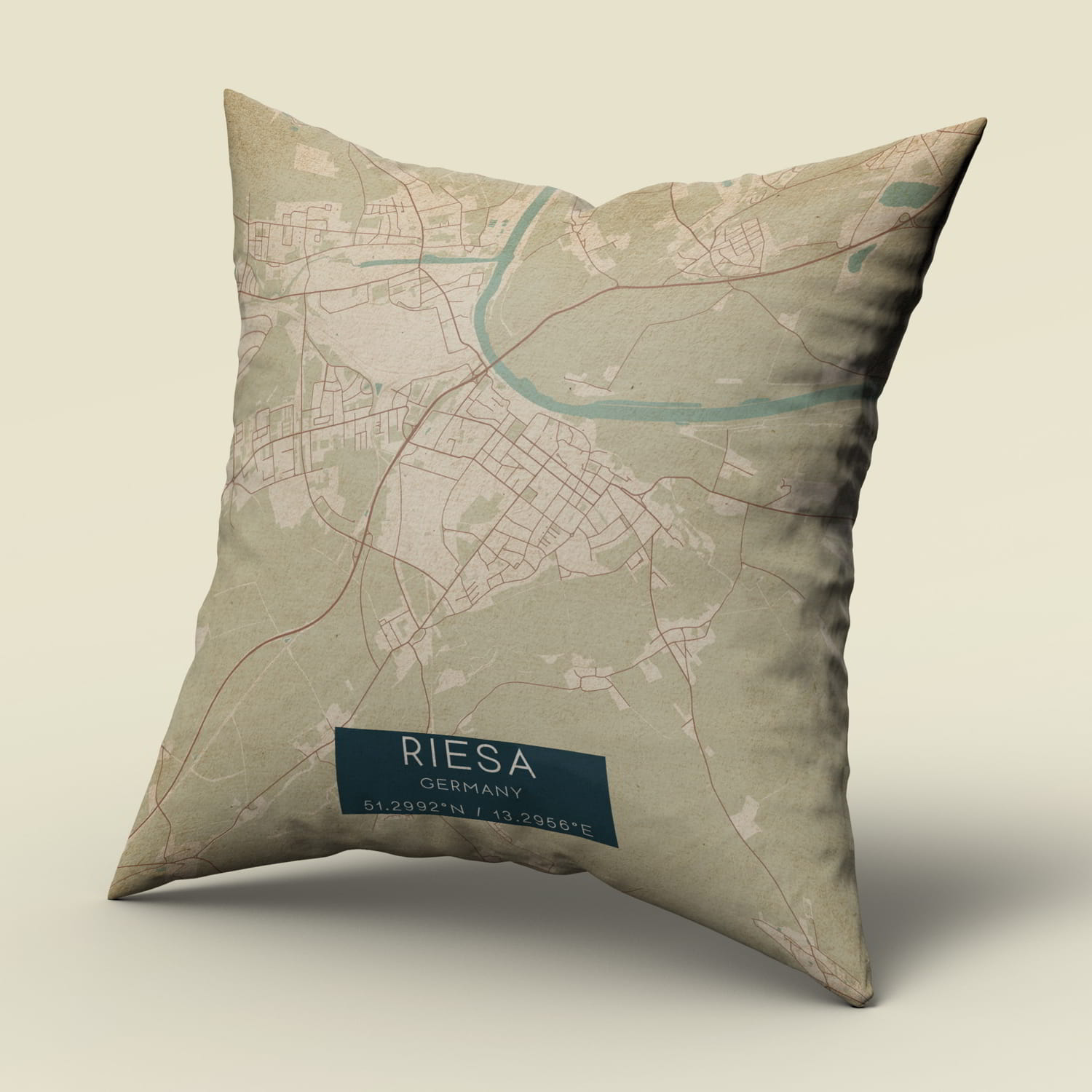Vintage Riesa Germany Map Pillow, Custom Double Sided Pillow - Custom ...