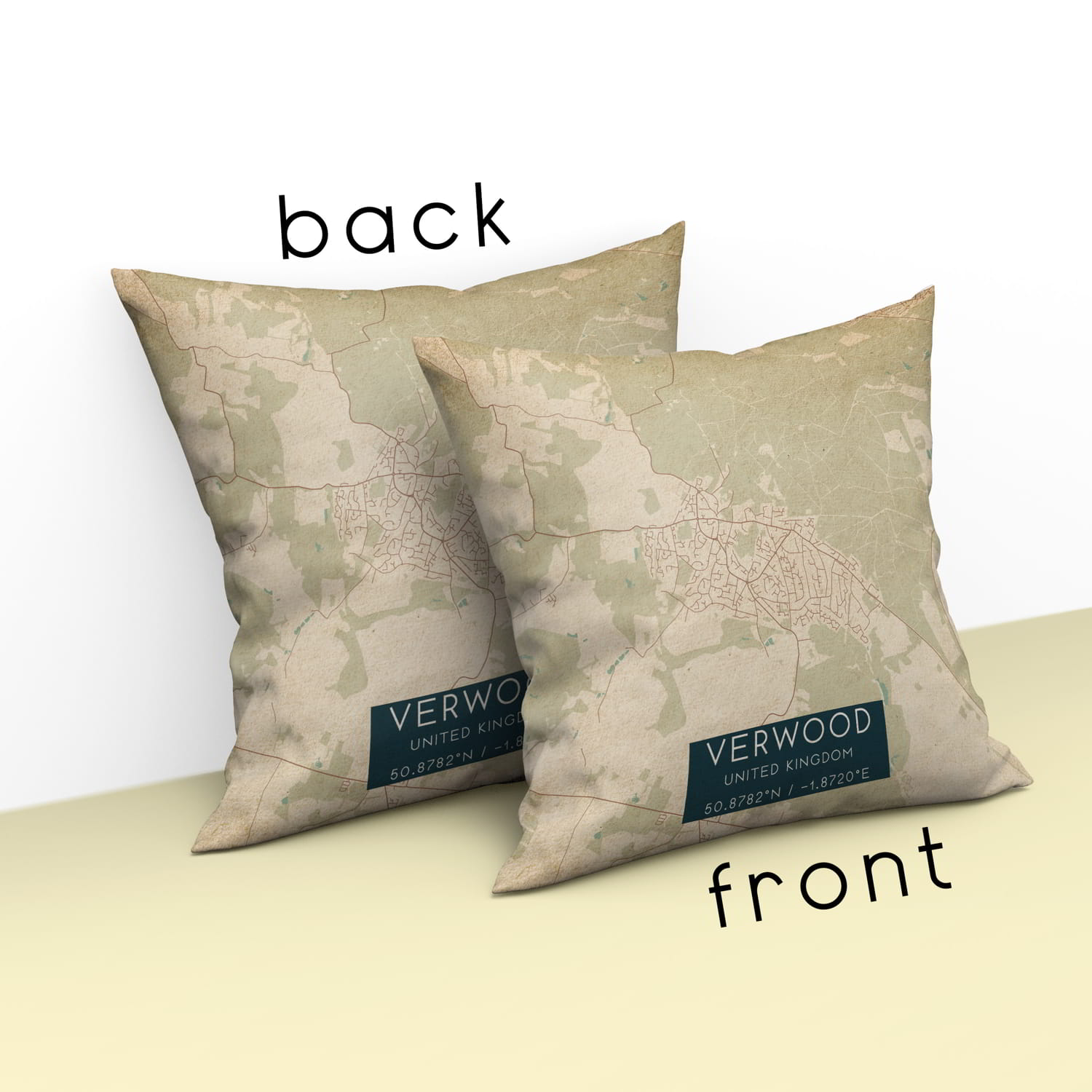 Vintage Verwood United Kingdom Map Pillow, Custom Double Sided Pillow ...
