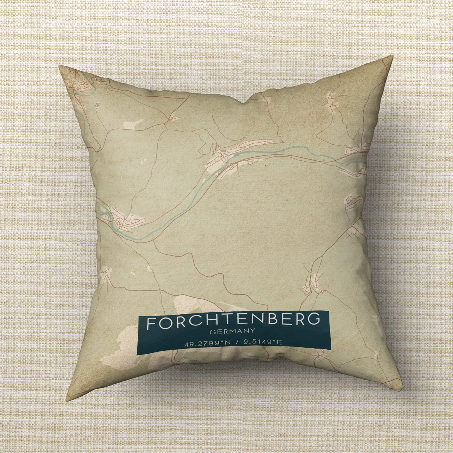 Vintage Forchtenberg Germany Map Pillow, Custom Double Sided Pillow ...