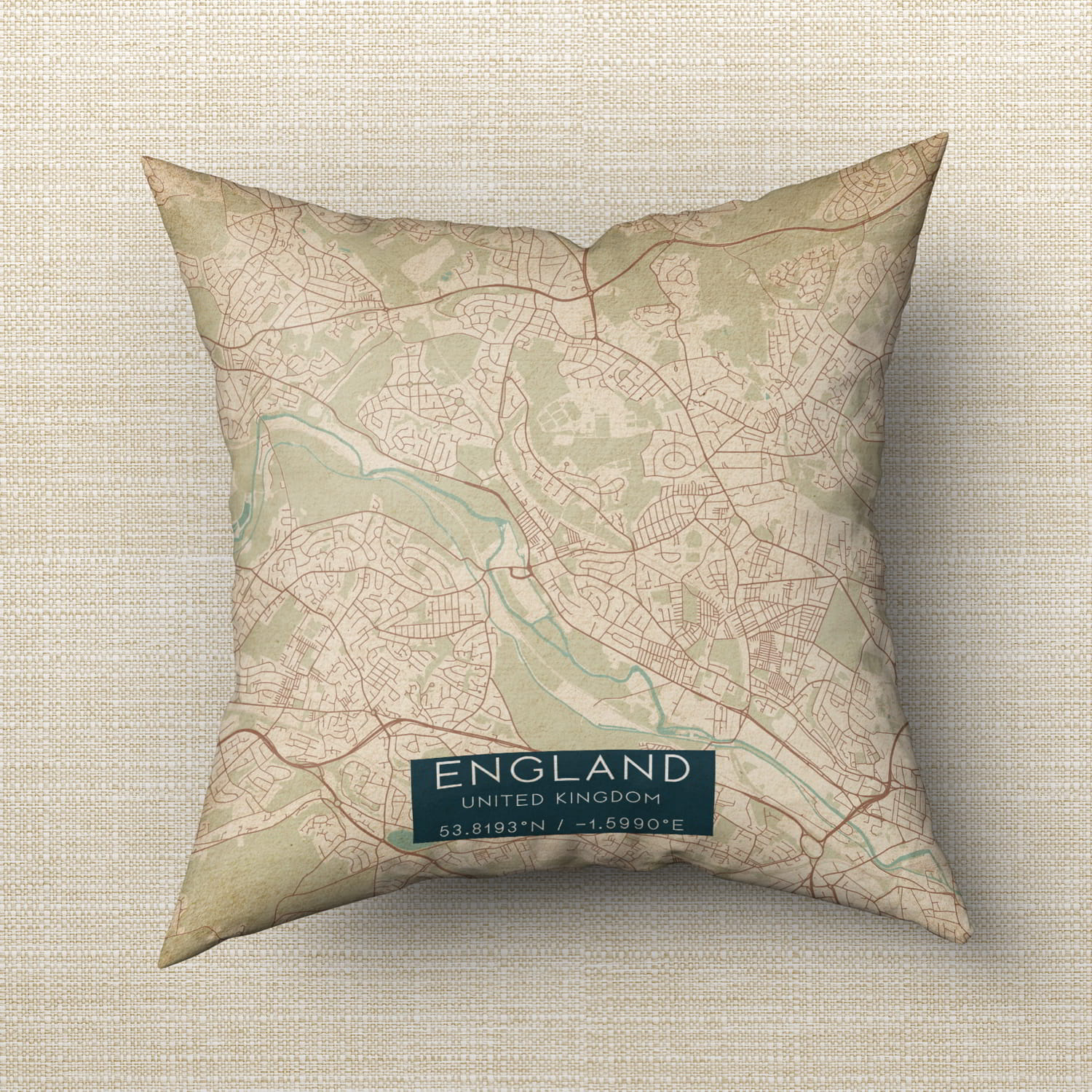 Vintage Kirkstall United Kingdom Map Pillow, Custom Double Sided Pillow ...