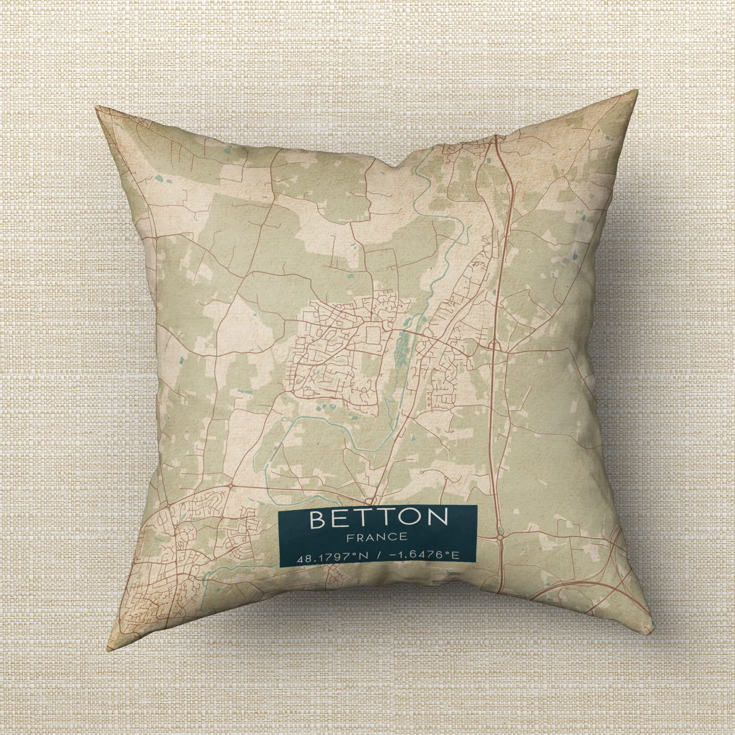 Vintage Betton France Map Pillow, Custom Double Sided Pillow - Custom ...