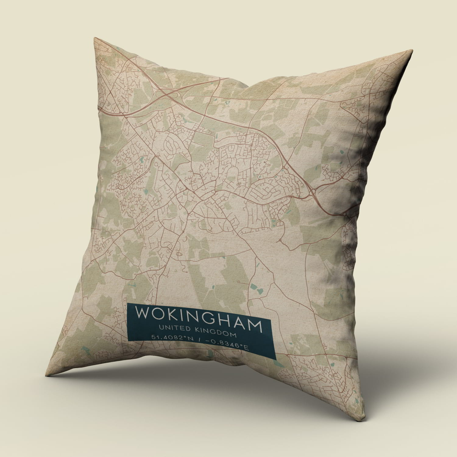Vintage Wokingham United Kingdom Map Pillow, Custom Double Sided Pillow ...