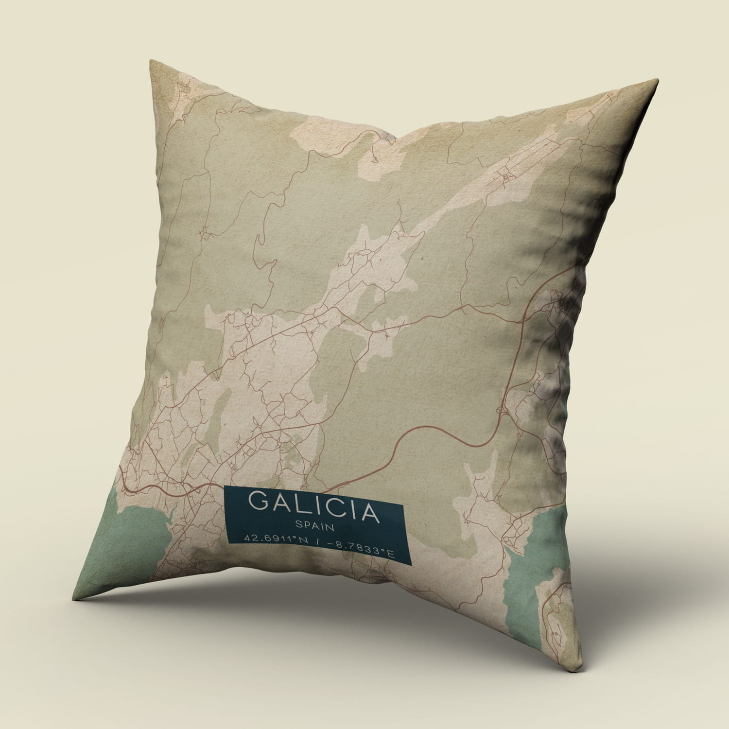 Vintage Rianxo Spain Map Pillow, Custom Double Sided Pillow - Custom ...