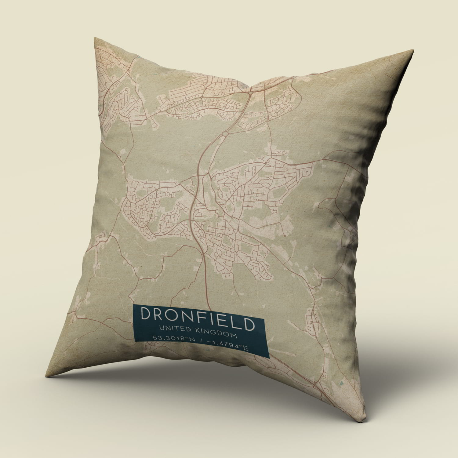 Vintage Dronfield United Kingdom Map Pillow, Custom Double Sided Pillow ...