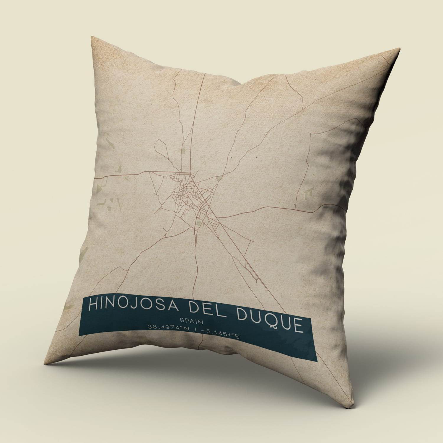Vintage Hinojosa del Duque Spain Map Pillow, Custom Double Sided Pillow ...