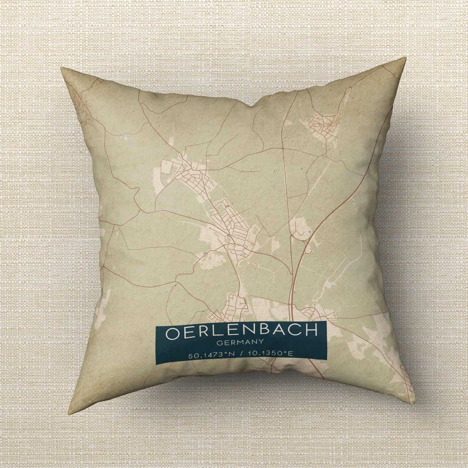 Vintage Oerlenbach Germany Map Pillow, Custom Double Sided Pillow ...