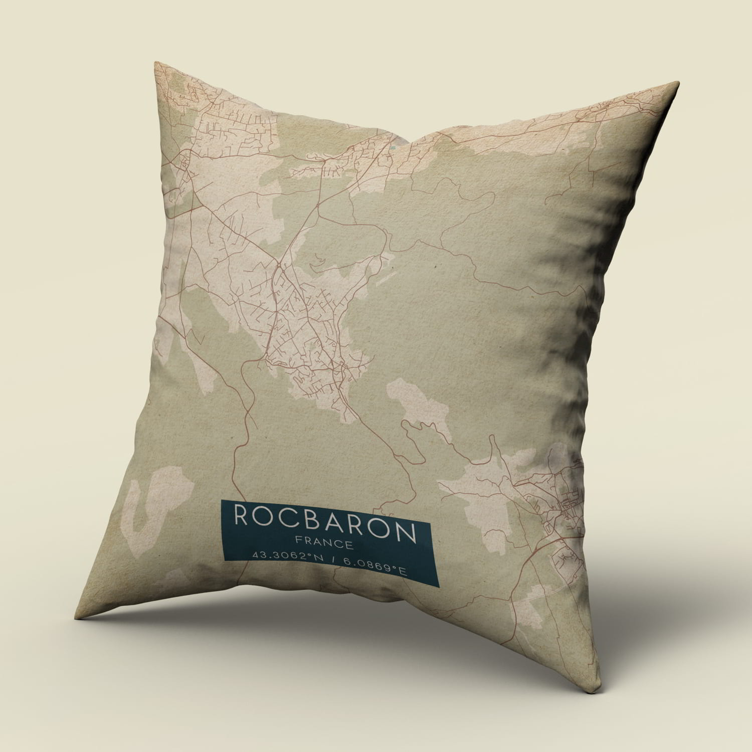Vintage Rocbaron France Map Pillow, Custom Double Sided Pillow - Custom ...