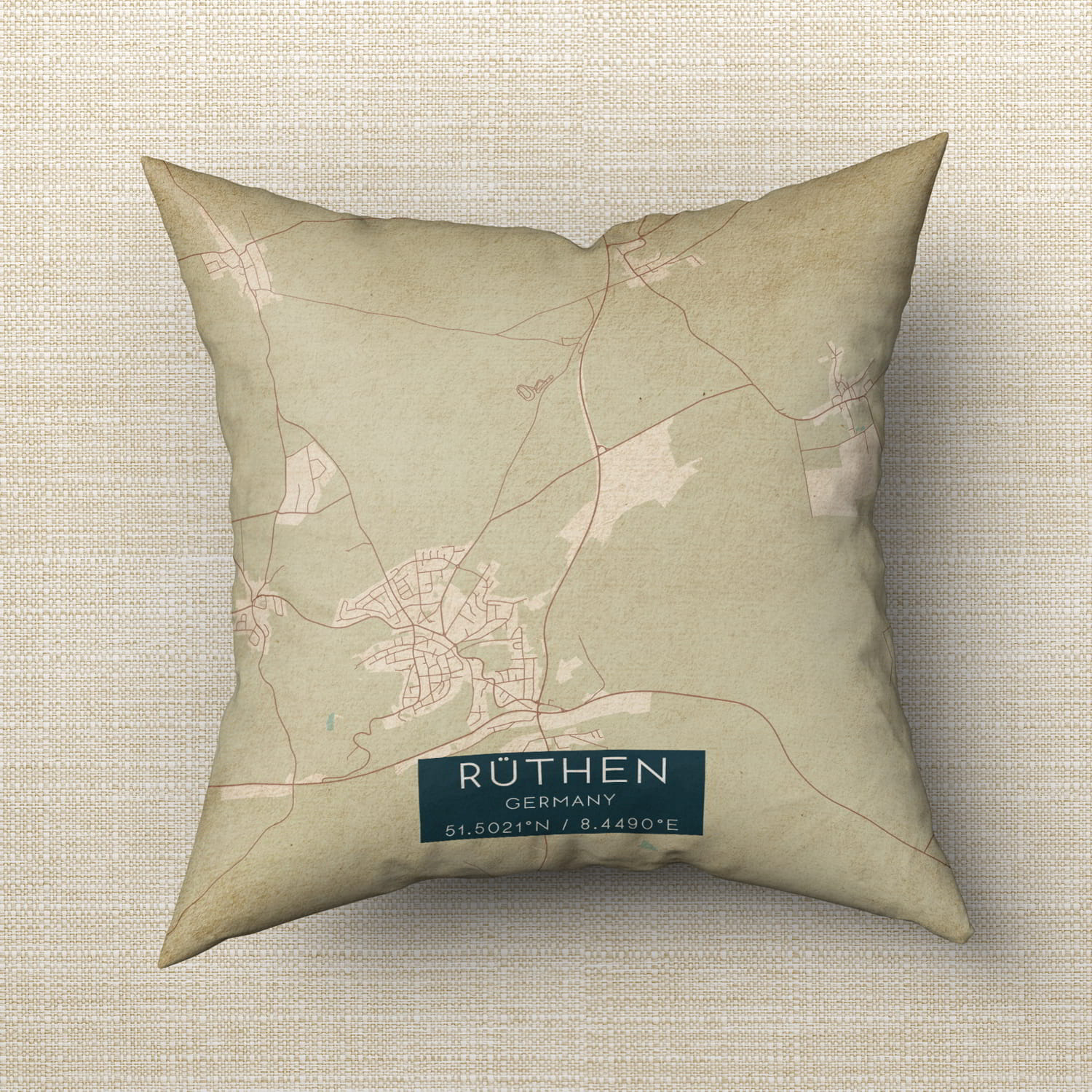 Vintage Ruthen Germany Map Pillow, Custom Double Sided Pillow - Custom ...