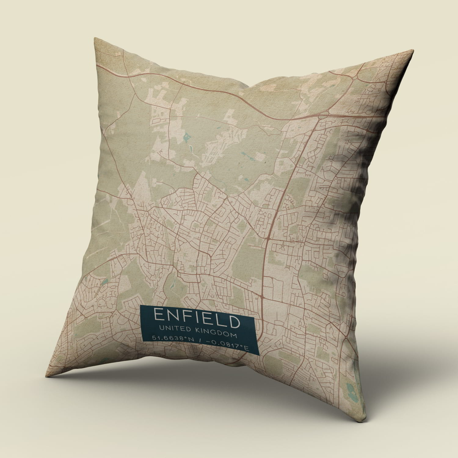 Vintage Enfield United Kingdom Map Pillow, Custom Double Sided Pillow ...