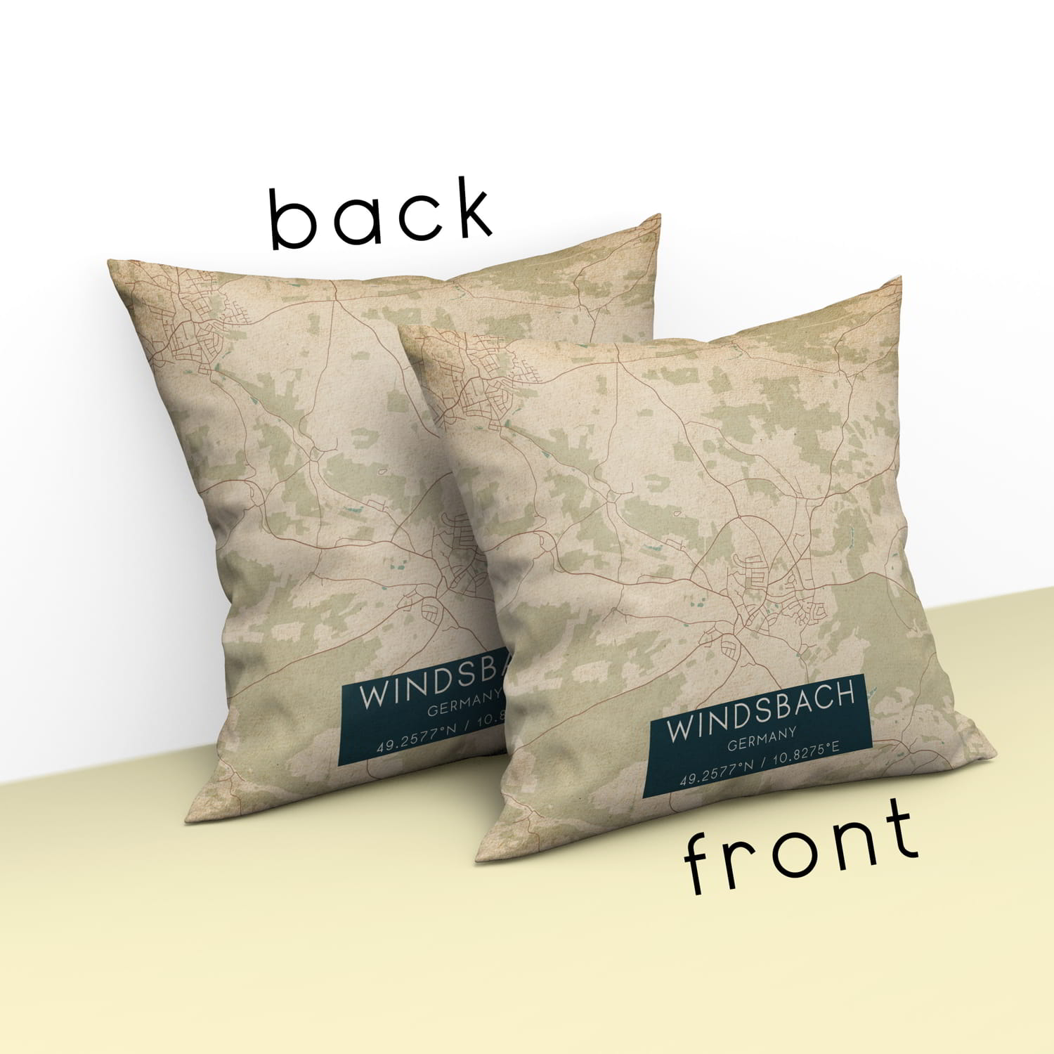 Vintage Windsbach Germany Map Pillow, Custom Double Sided Pillow ...