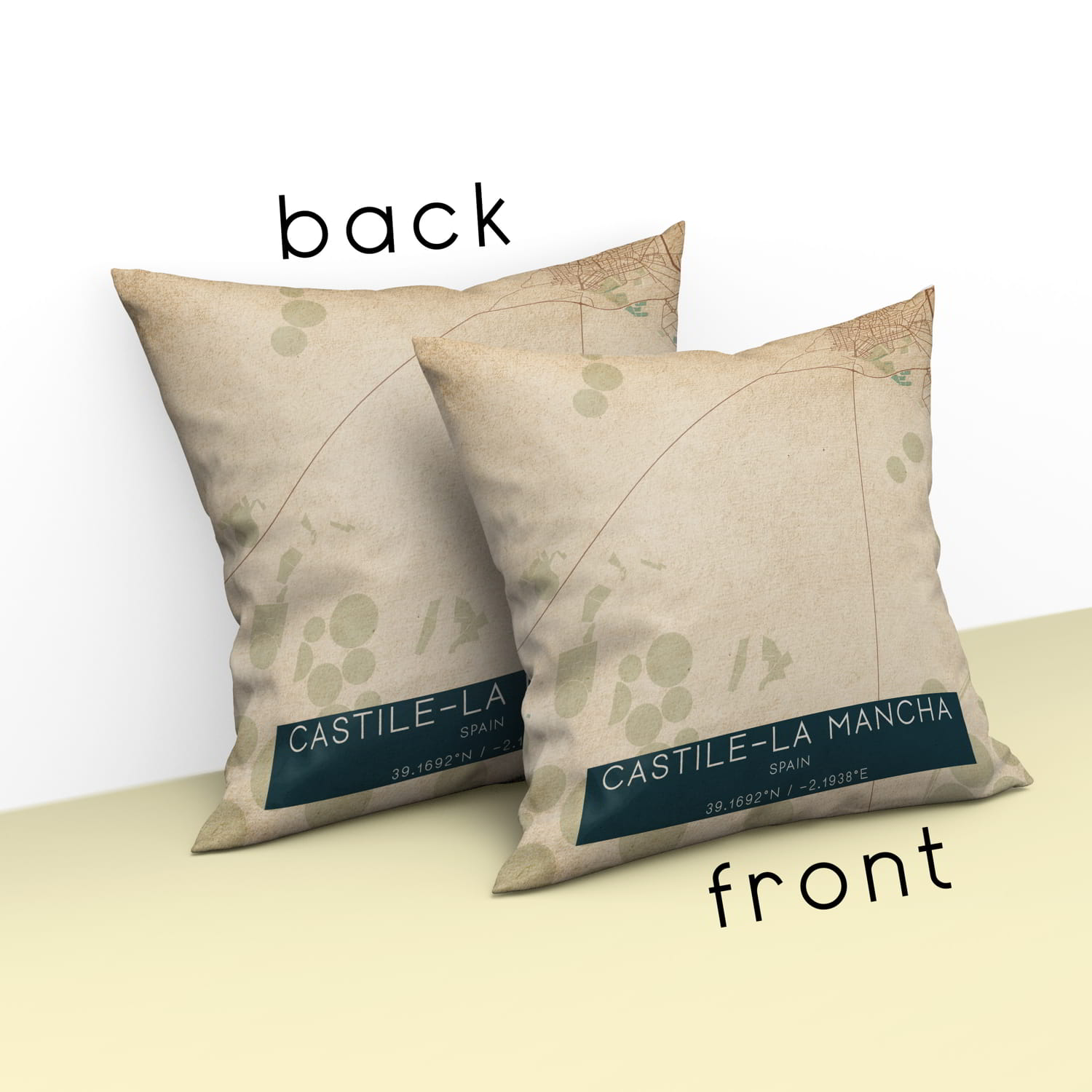 Vintage La Roda Spain Map Pillow, Custom Double Sided Pillow - Custom ...