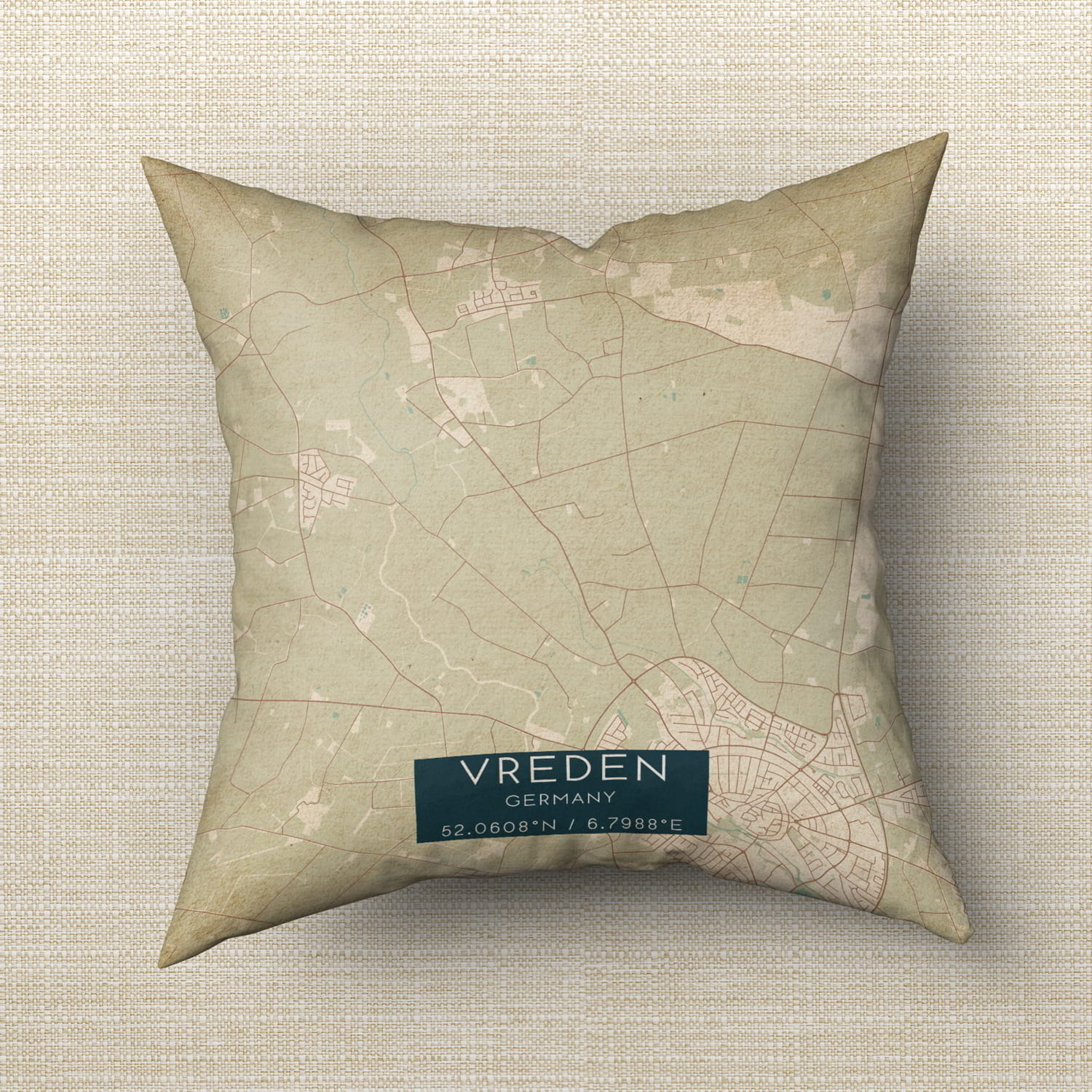 Vintage Vreden Germany Map Pillow, Custom Double Sided Pillow - Custom ...