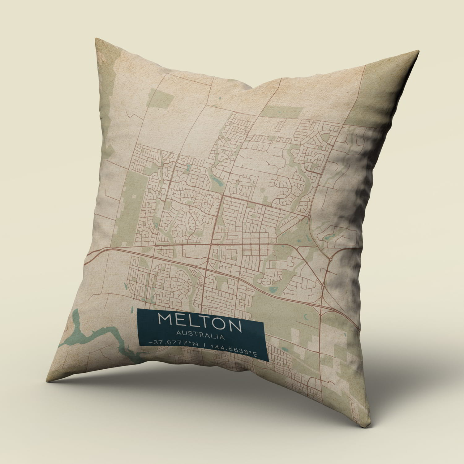 Vintage Melton Australia Map Pillow, Custom Double Sided Pillow ...