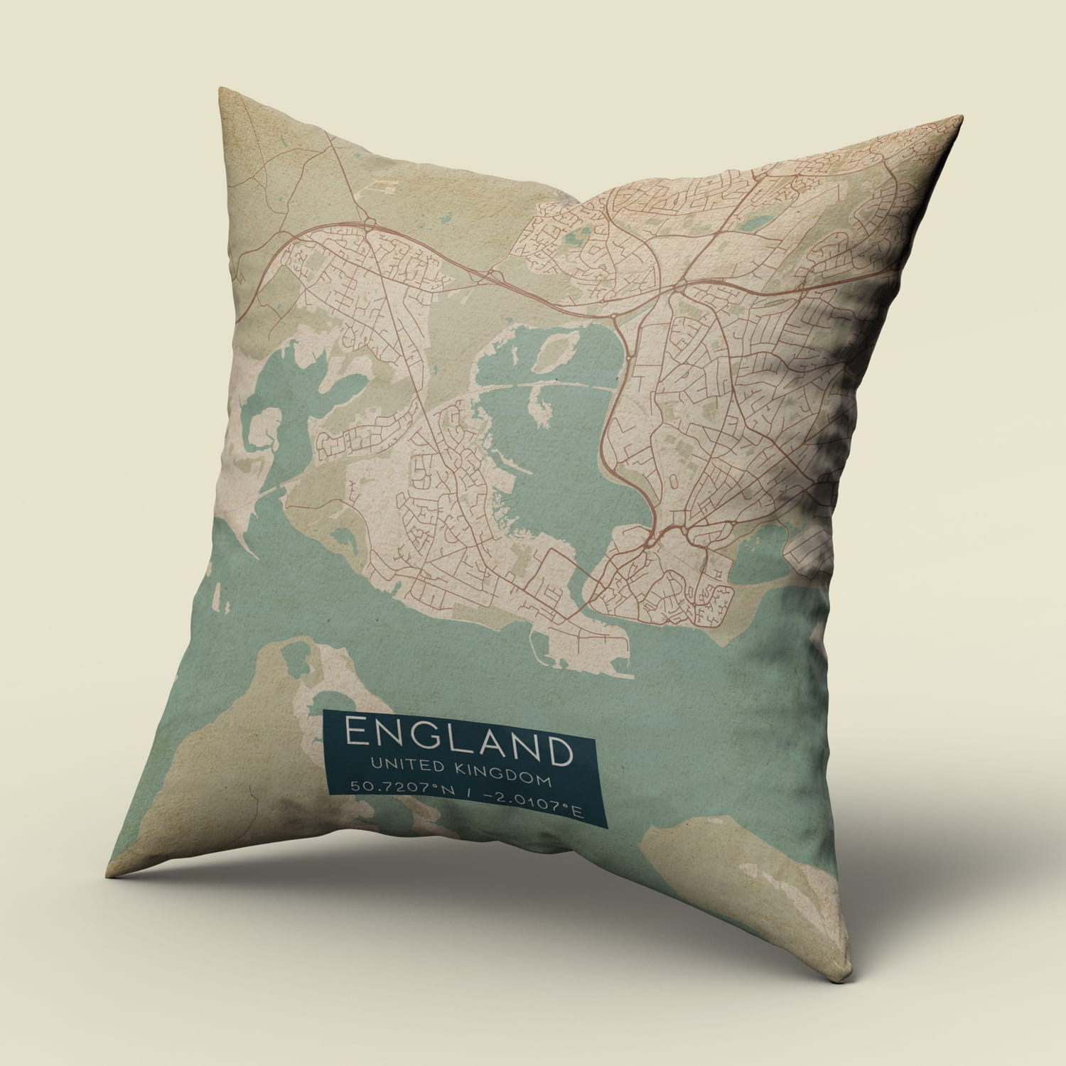 Vintage Hamworthy United Kingdom Map Pillow, Custom Double Sided Pillow ...