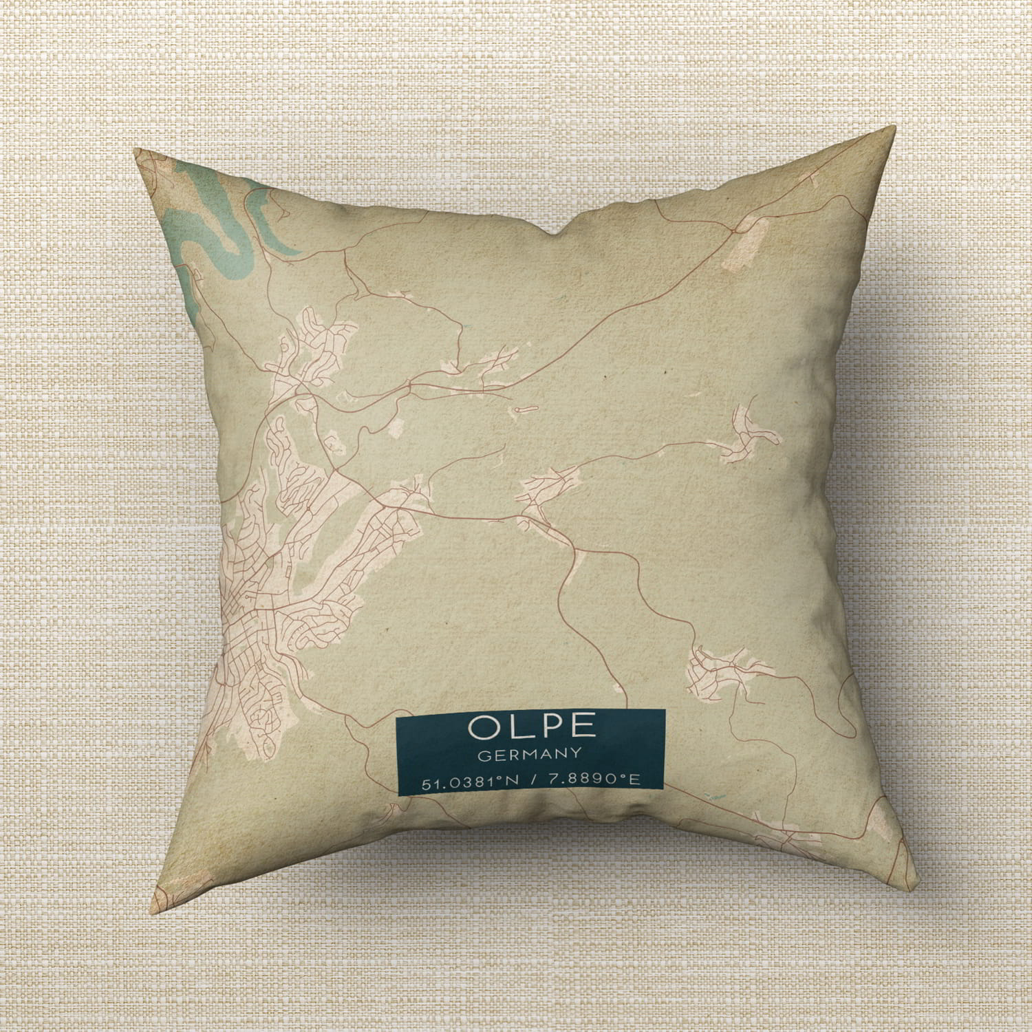Vintage Olpe Germany Map Pillow, Custom Double Sided Pillow - Custom ...