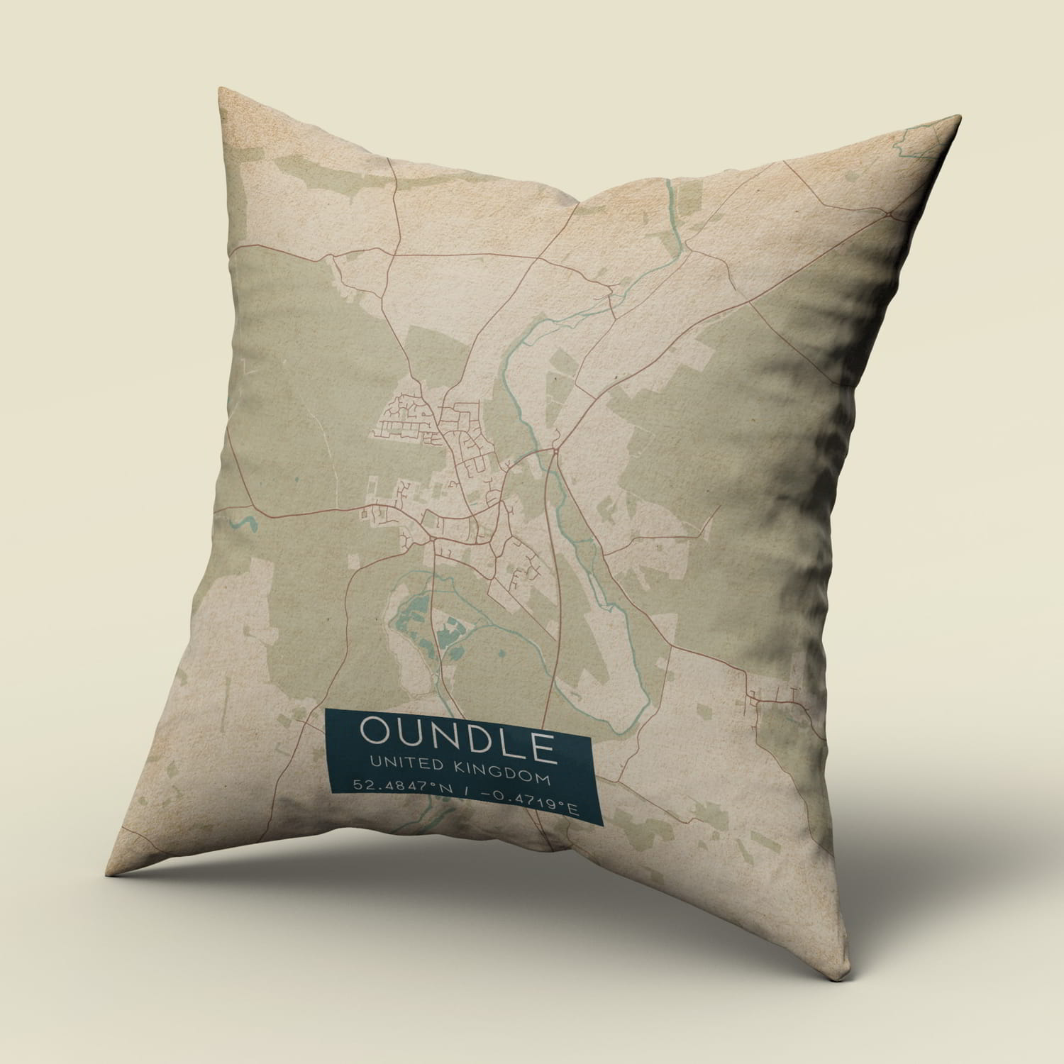 Vintage Oundle United Kingdom Map Pillow, Custom Double Sided Pillow ...