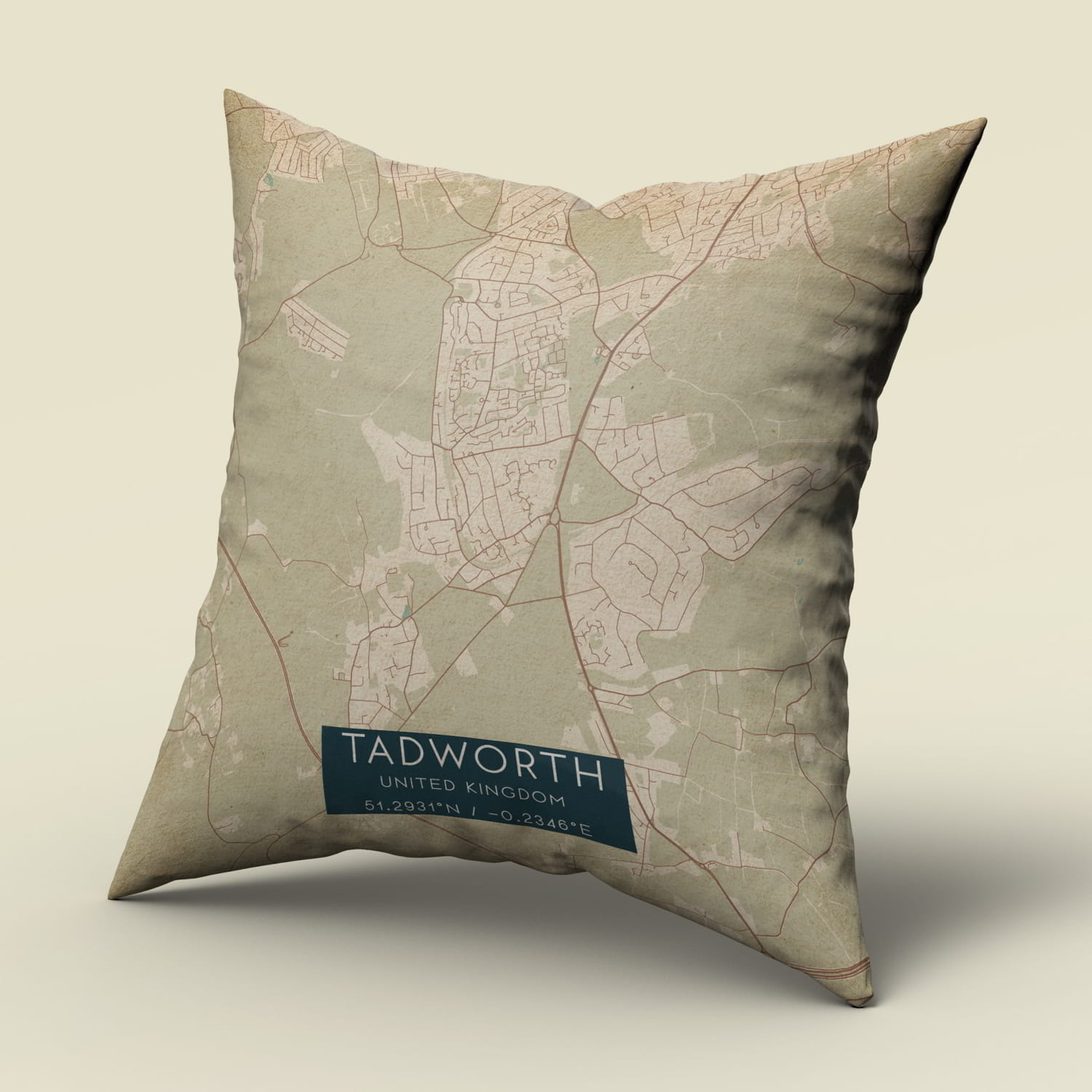 Vintage Tadworth United Kingdom Map Pillow, Custom Double Sided Pillow ...