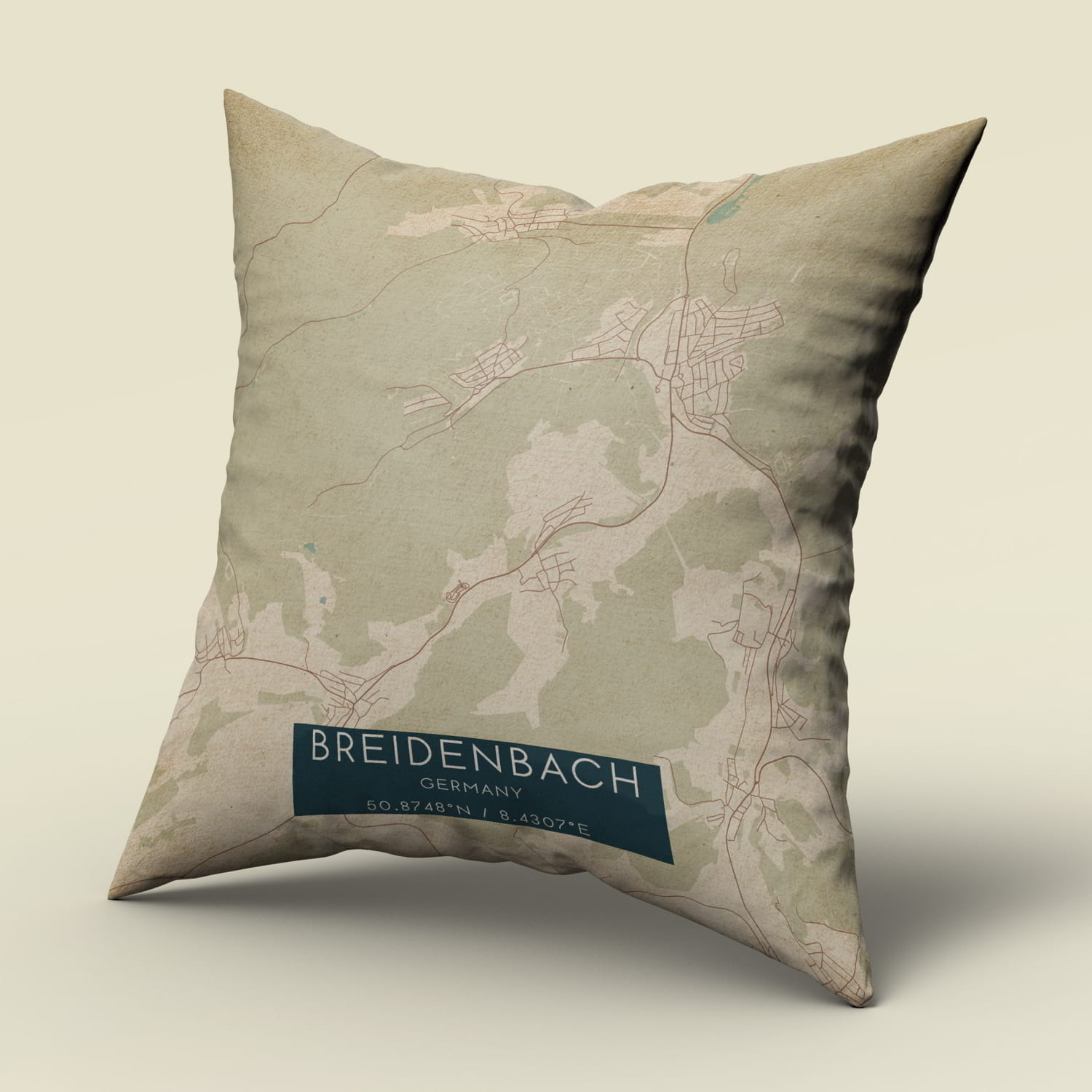 Vintage Breidenbach Germany Map Pillow, Custom Double Sided Pillow ...