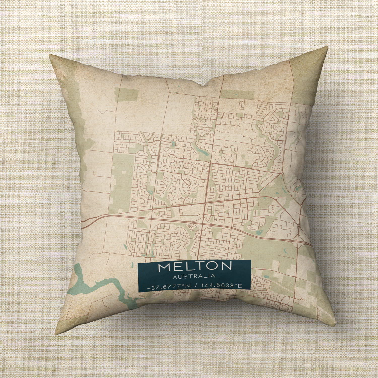 Vintage Melton Australia Map Pillow, Custom Double Sided Pillow ...