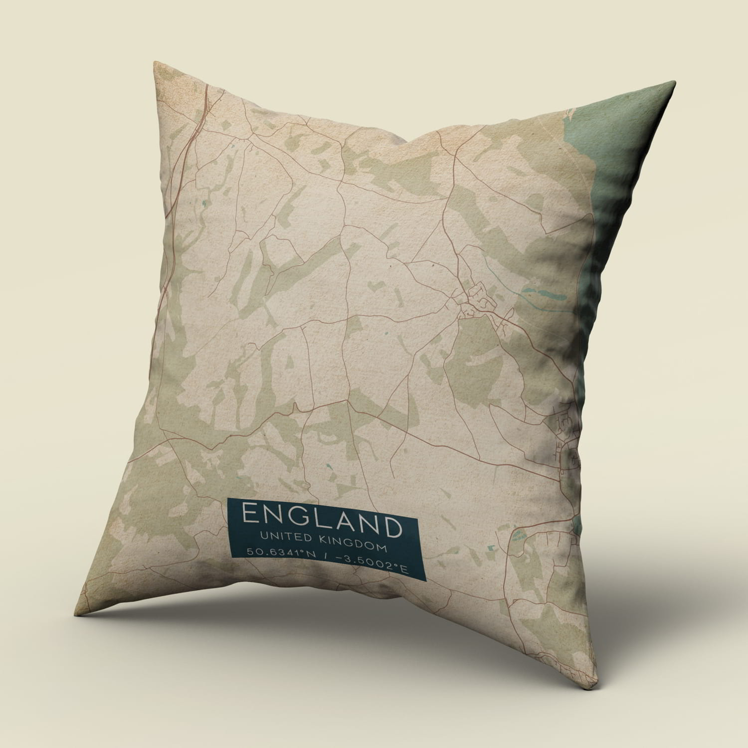Vintage Kenton United Kingdom Map Pillow, Custom Double Sided Pillow ...