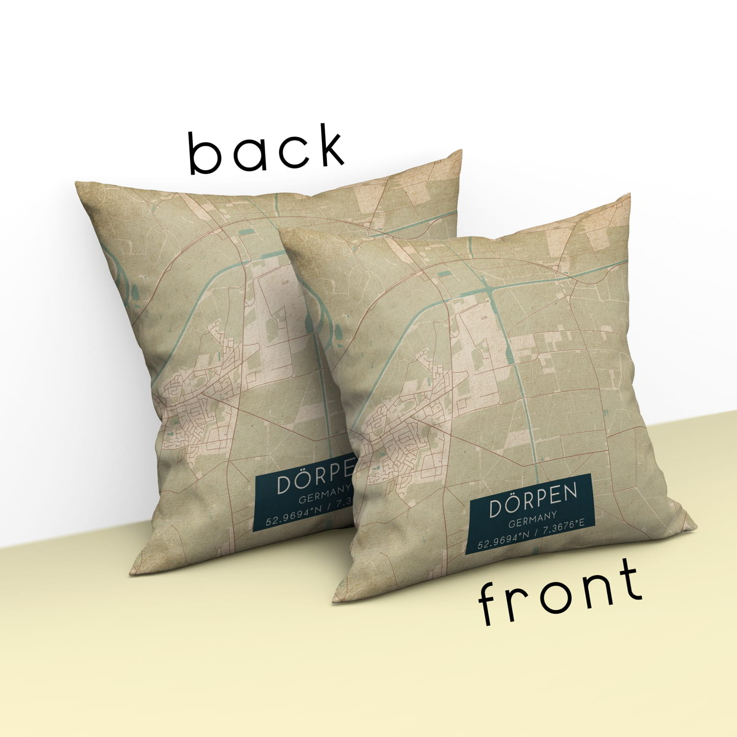Vintage Dorpen Germany Map Pillow, Custom Double Sided Pillow - Custom ...