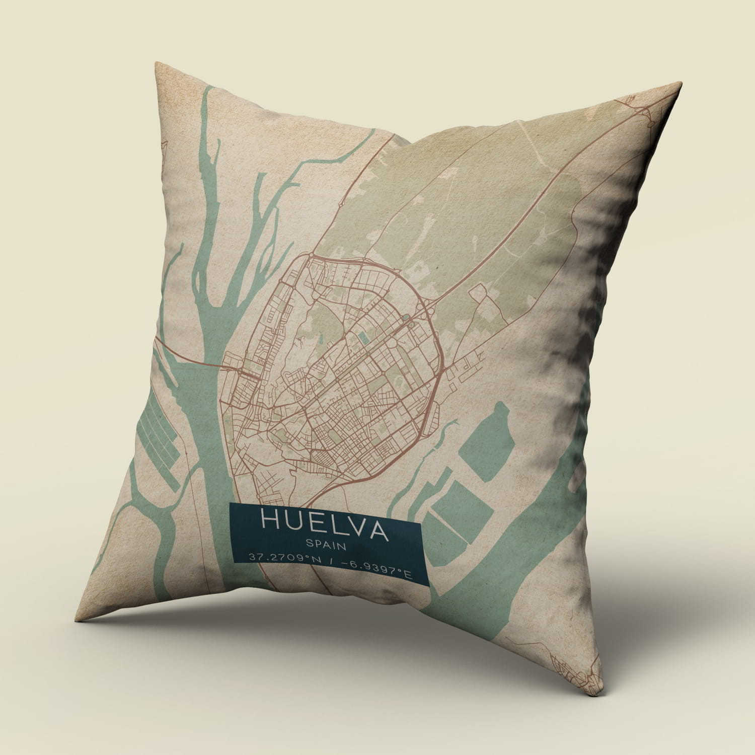 Vintage Huelva Spain Map Pillow, Custom Double Sided Pillow - Custom ...