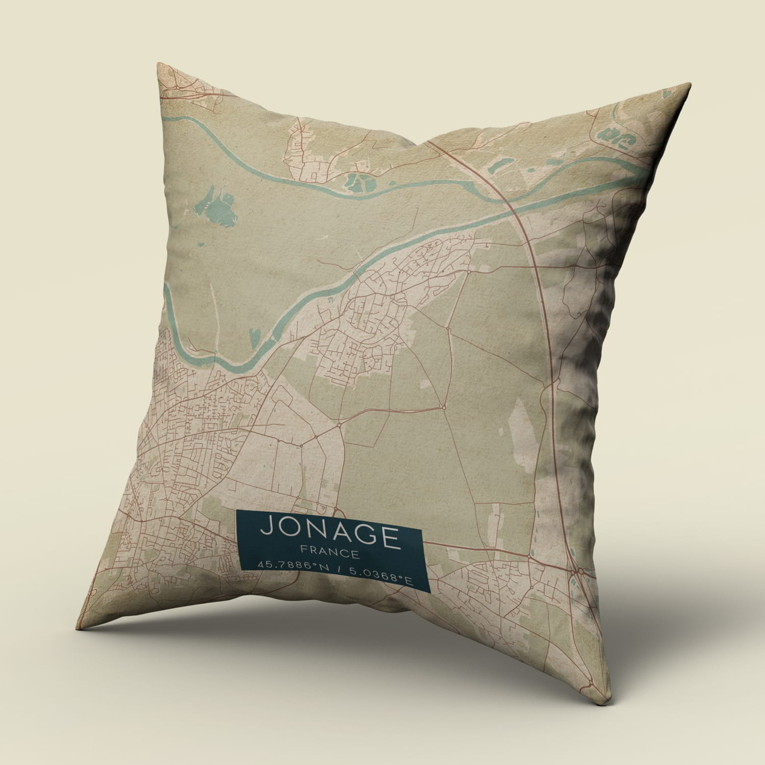 Vintage Jonage France Map Pillow, Custom Double Sided Pillow - Custom ...