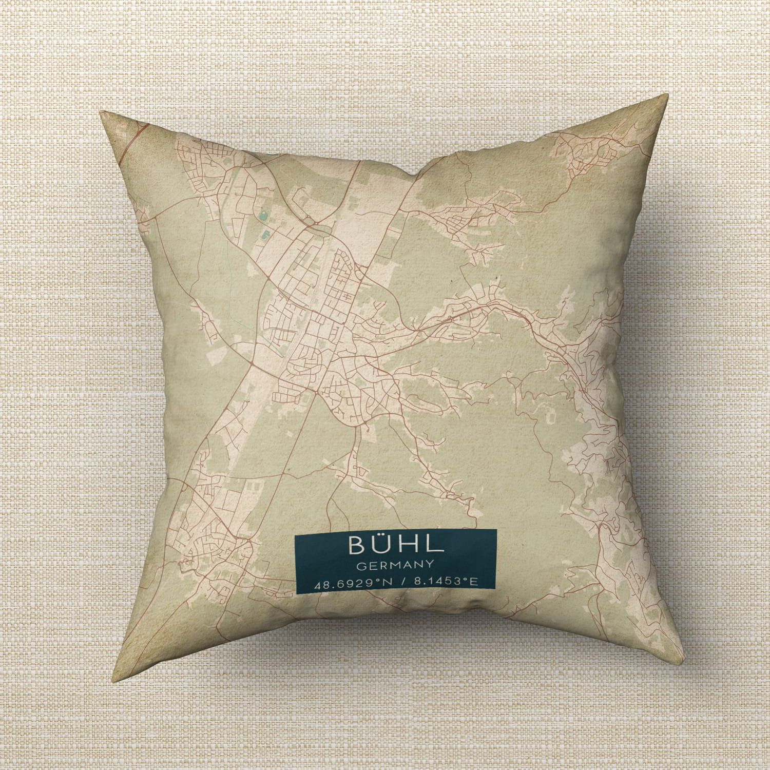 Vintage Buhl Germany Map Pillow, Custom Double Sided Pillow - Custom ...