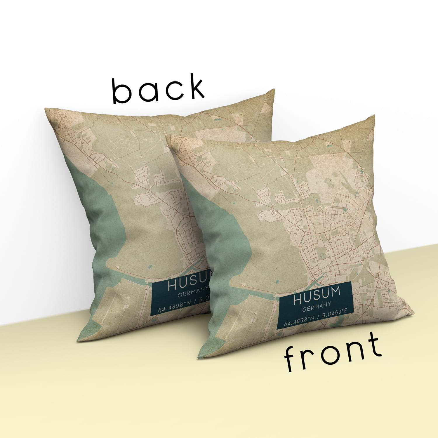 Vintage Husum Germany Map Pillow, Custom Double Sided Pillow - Custom ...
