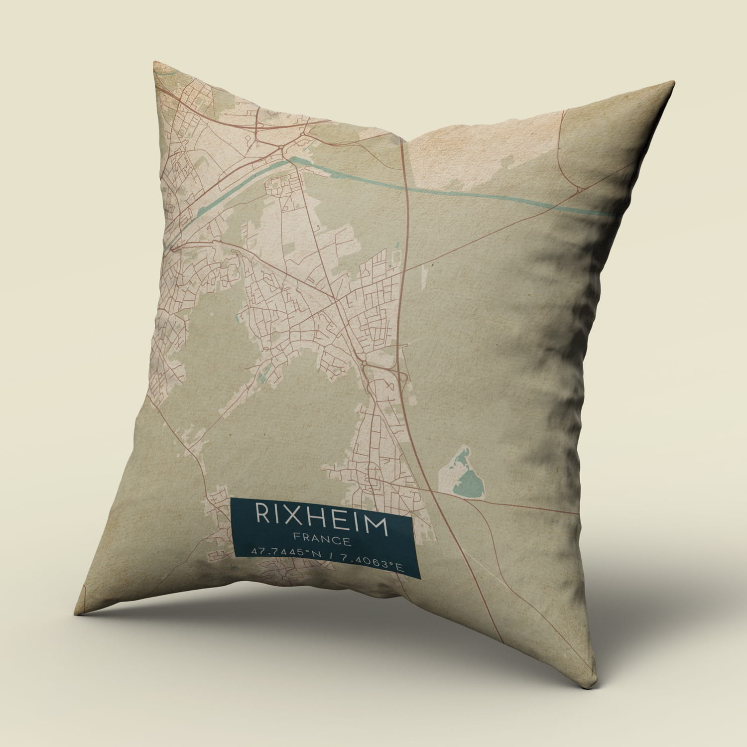 Vintage Rixheim France Map Pillow, Custom Double Sided Pillow - Custom ...