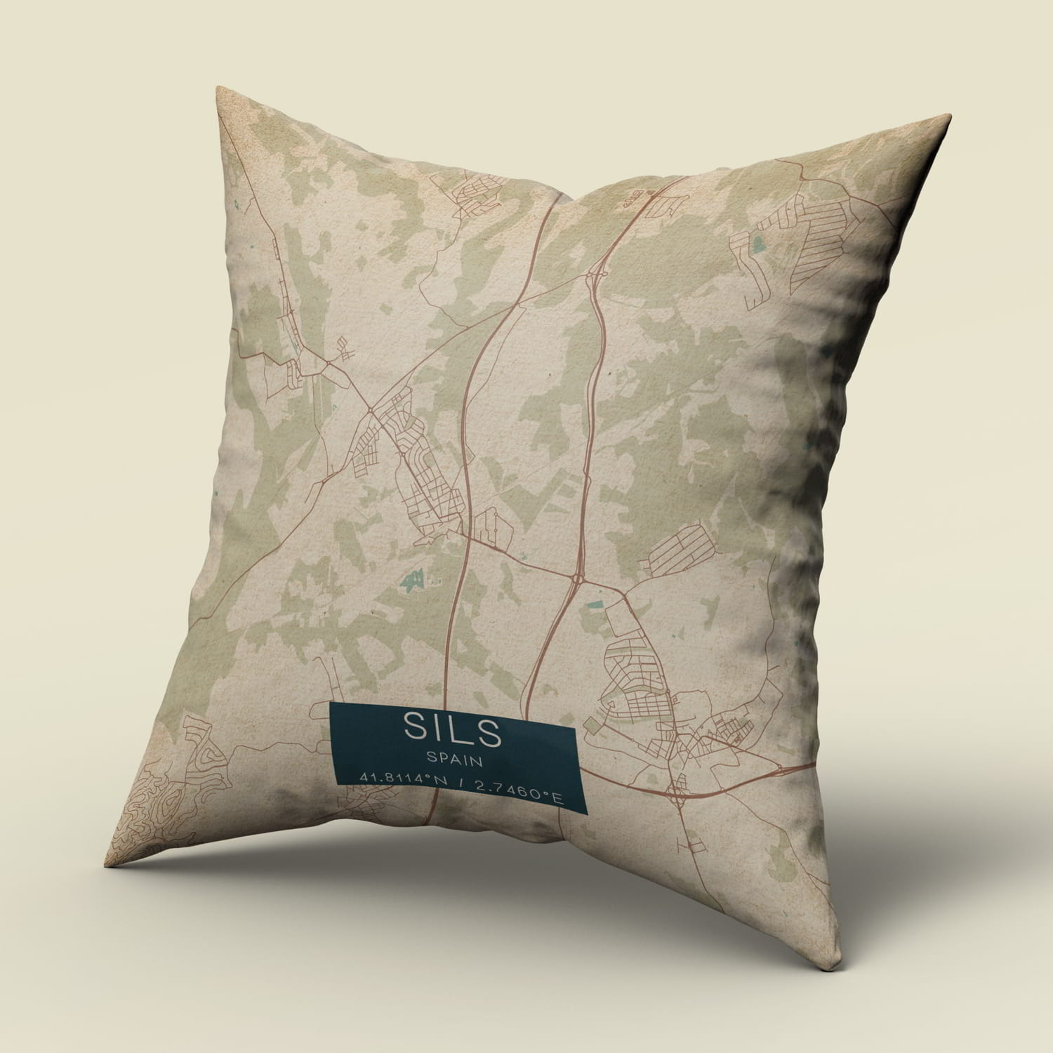 Vintage Sils Spain Map Pillow, Custom Double Sided Pillow - Custom Maps ...
