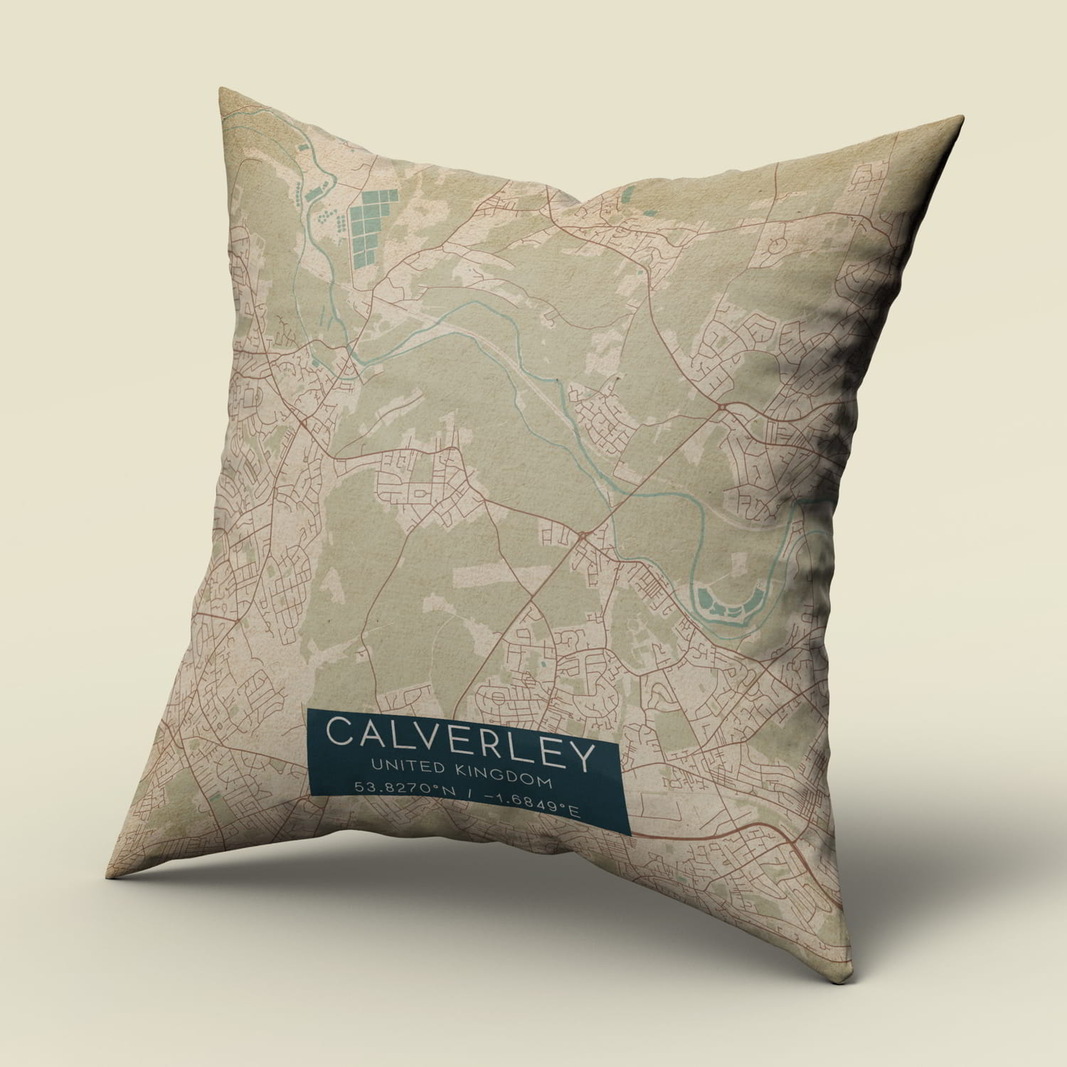 Vintage Calverley United Kingdom Map Pillow, Custom Double Sided Pillow ...