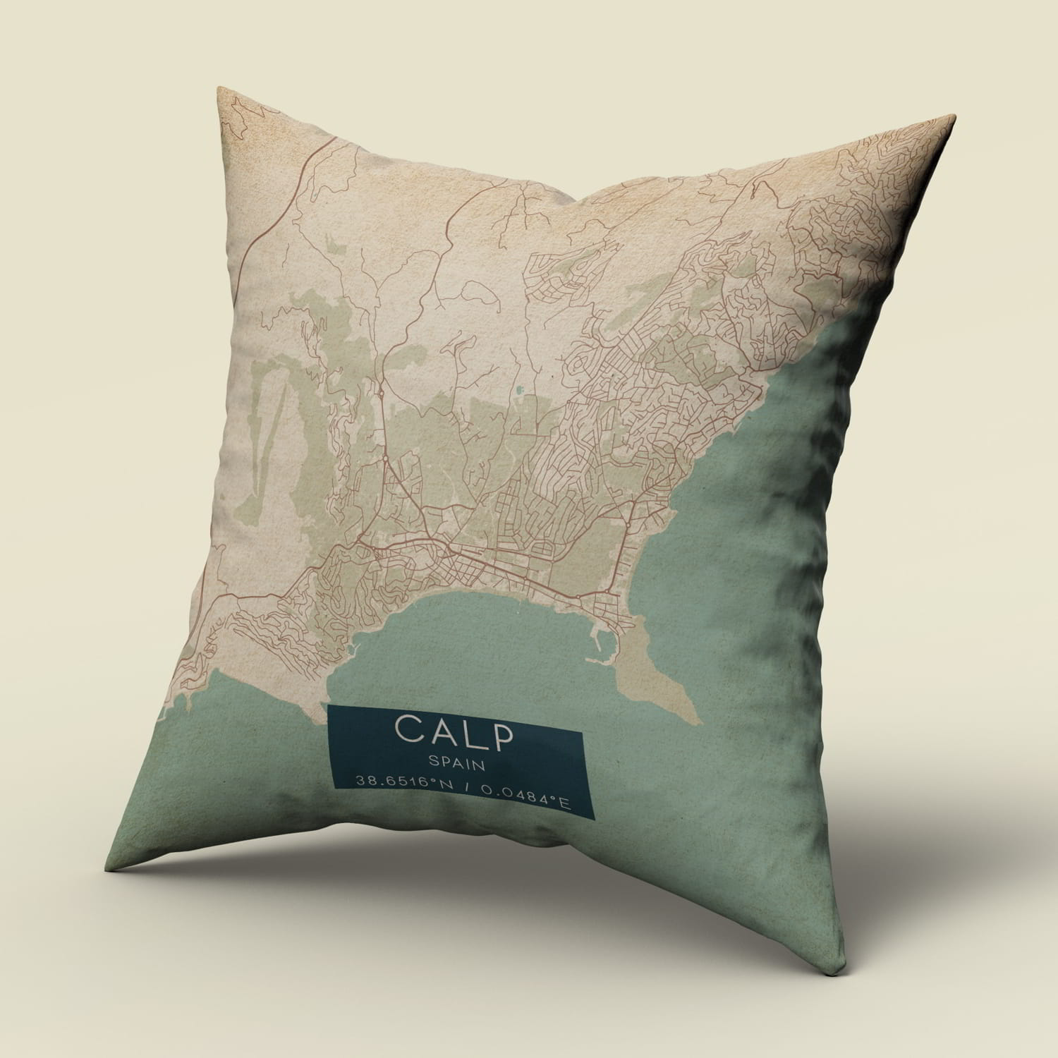 Vintage Calpe Spain Map Pillow, Custom Double Sided Pillow - Custom ...