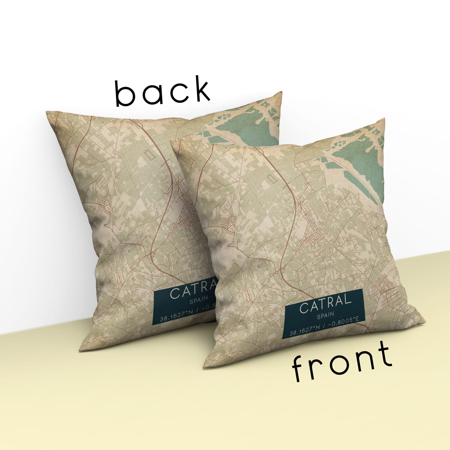 Vintage Catral Spain Map Pillow, Custom Double Sided Pillow - Custom ...