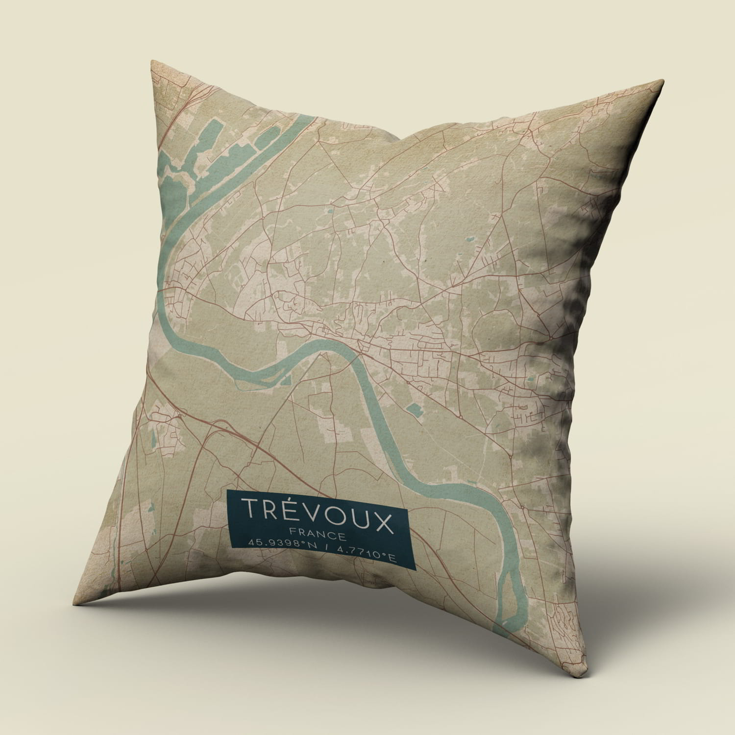 Vintage Trevoux France Map Pillow, Custom Double Sided Pillow - Custom ...