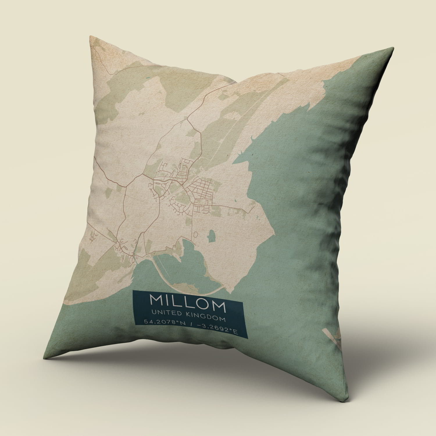 Vintage Millom United Kingdom Map Pillow, Custom Double Sided Pillow ...