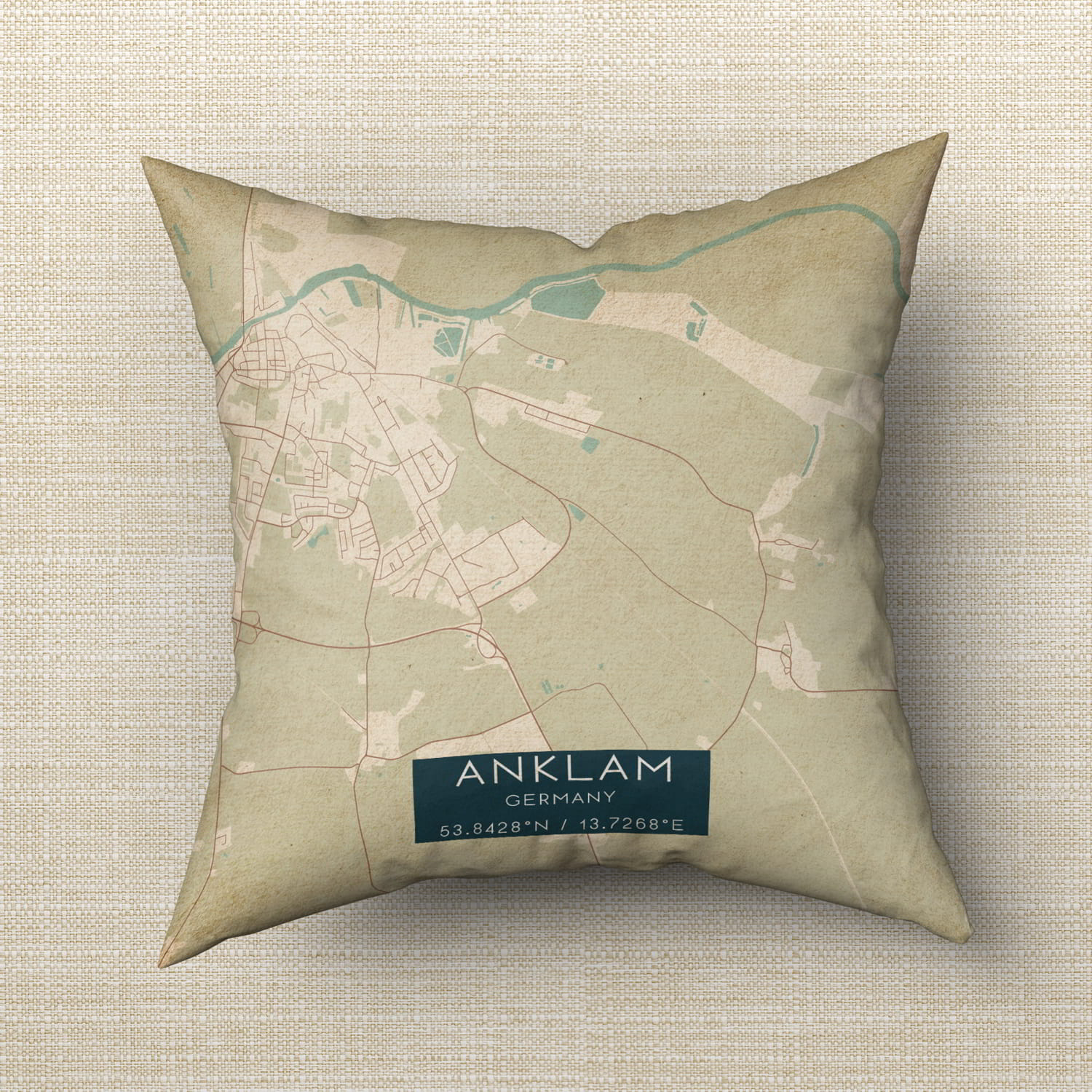 Vintage Anklam Germany Map Pillow, Custom Double Sided Pillow - Custom ...