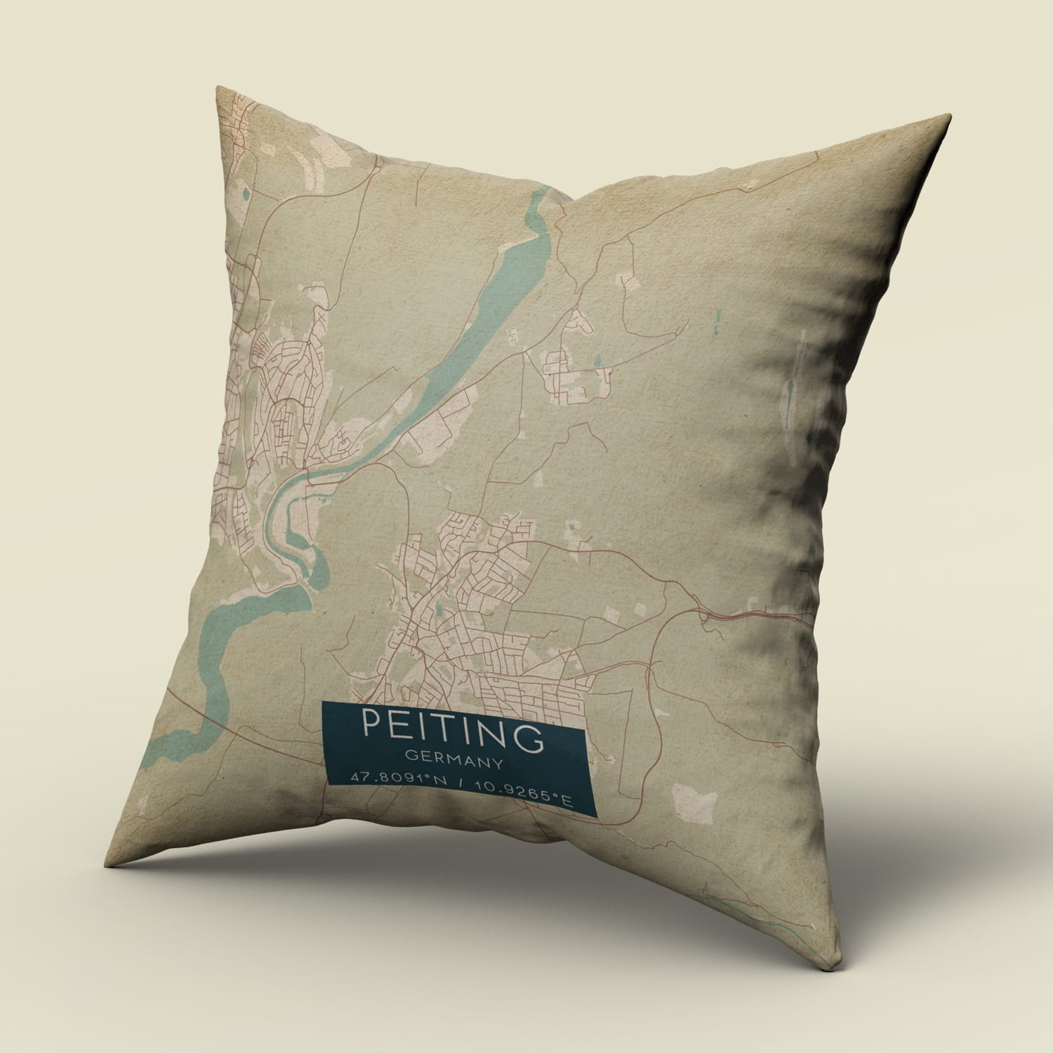 Vintage Peiting Germany Map Pillow, Custom Double Sided Pillow - Custom ...