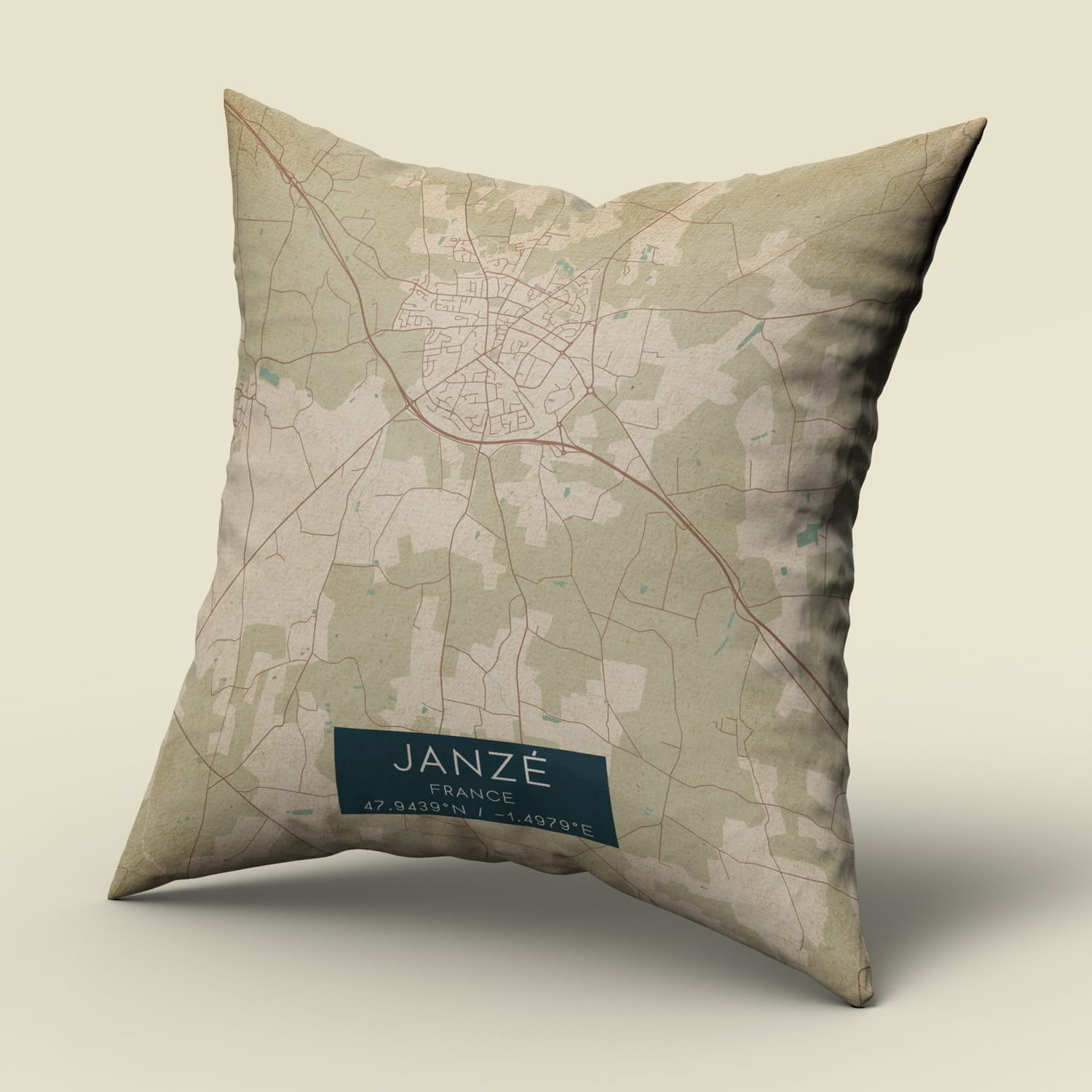 Vintage Janze France Map Pillow, Custom Double Sided Pillow - Custom ...