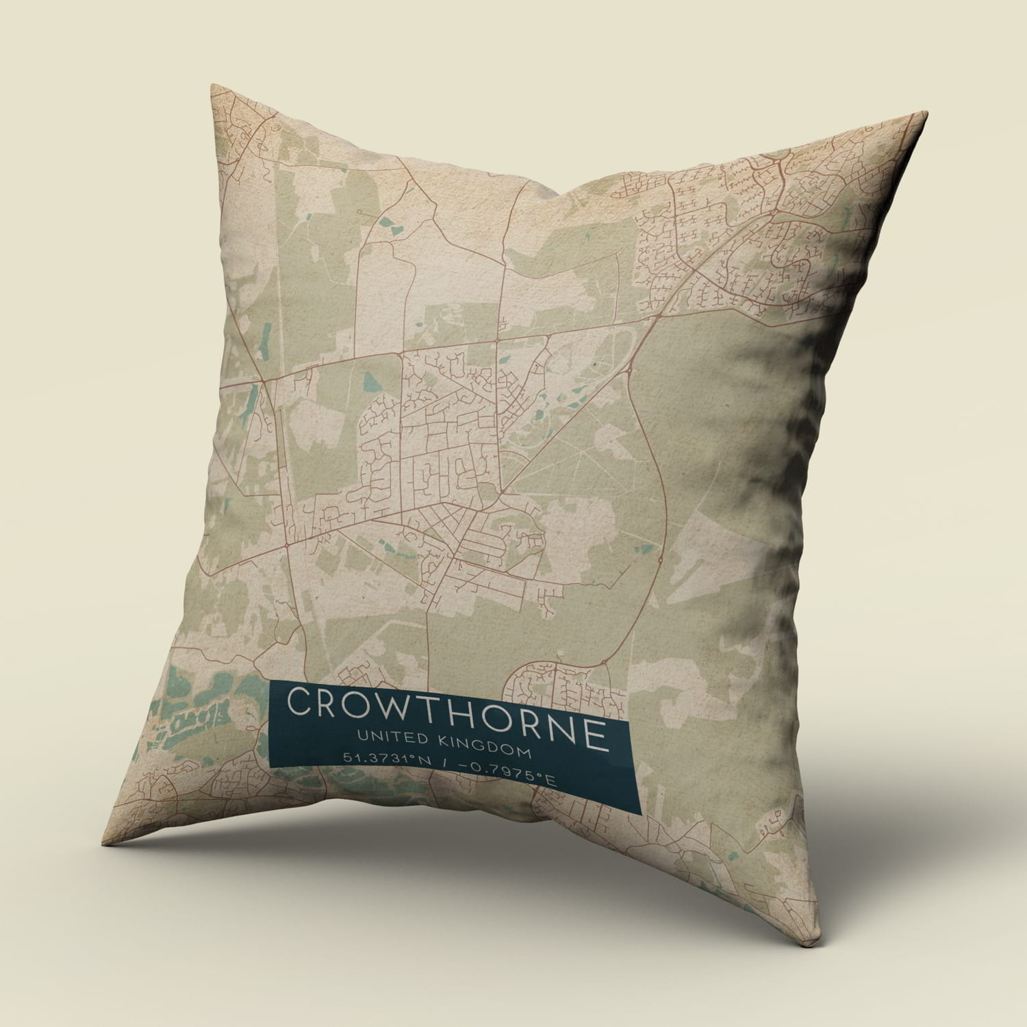 Vintage Crowthorne United Kingdom Map Pillow, Custom Double Sided ...