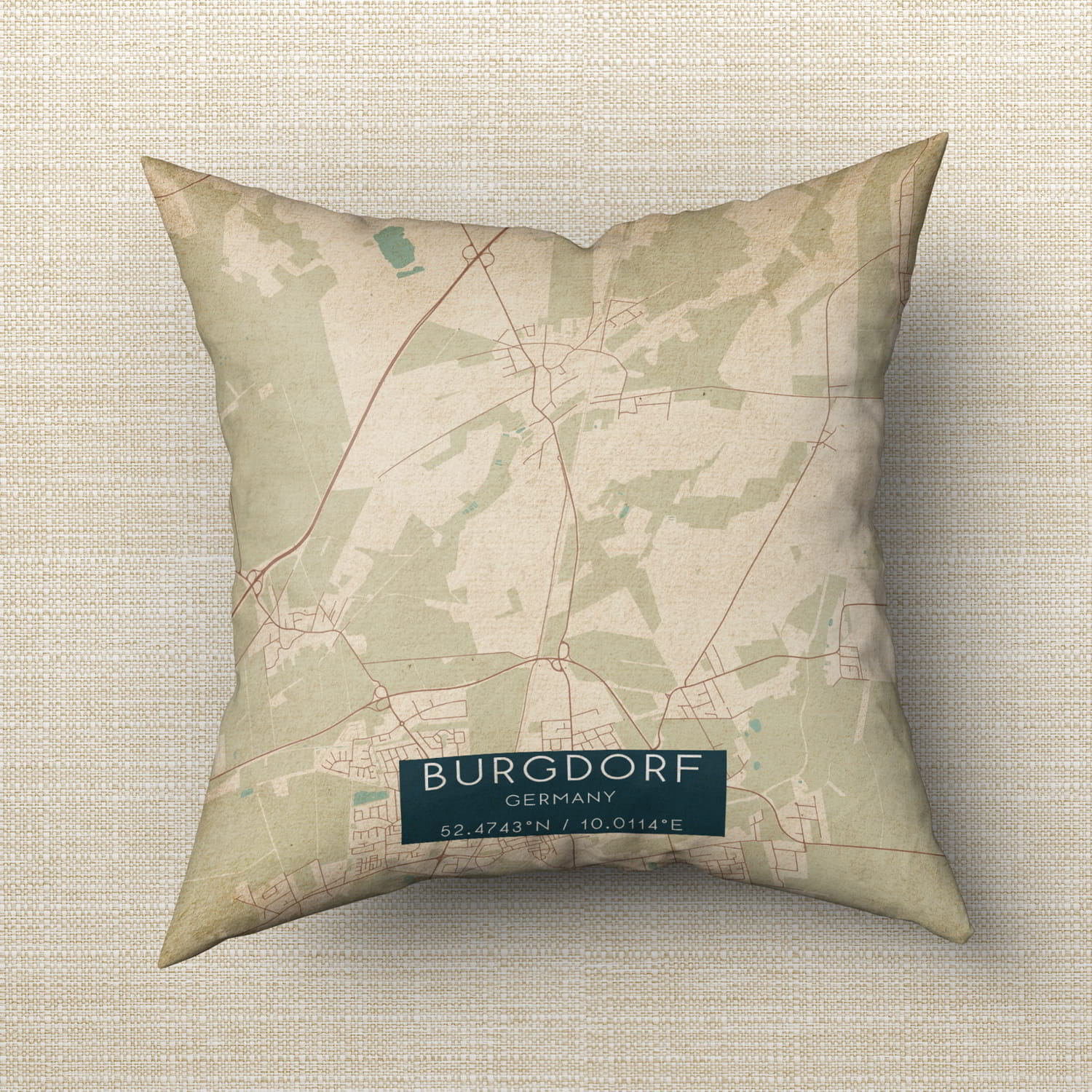 Vintage Burgdorf Germany Map Pillow, Custom Double Sided Pillow ...