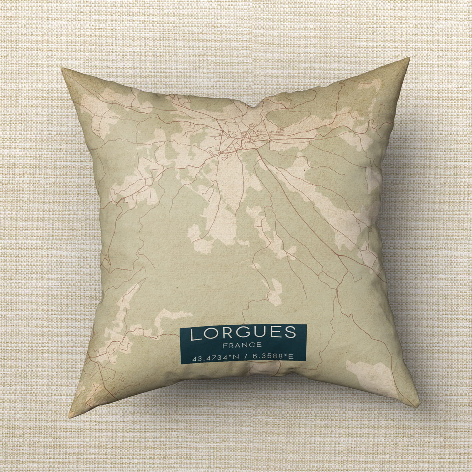 Vintage Lorgues France Map Pillow, Custom Double Sided Pillow - Custom ...