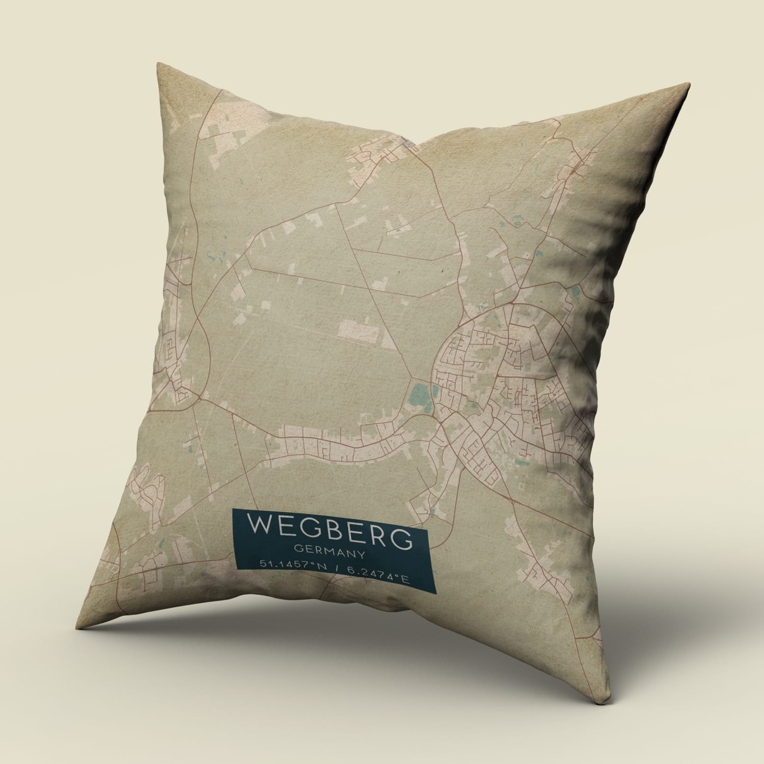 Vintage Wegberg Germany Map Pillow, Custom Double Sided Pillow - Custom ...