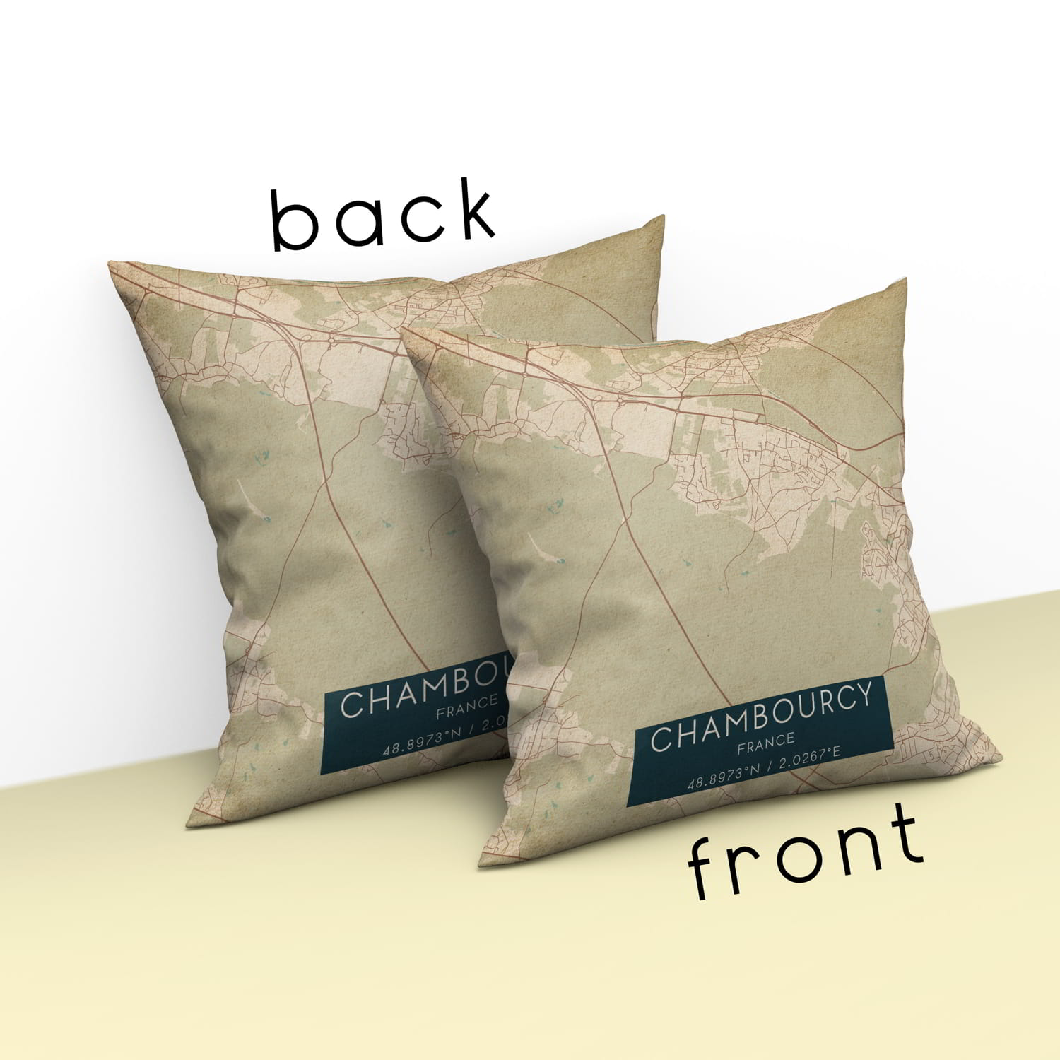 Vintage Chambourcy France Map Pillow, Custom Double Sided Pillow ...