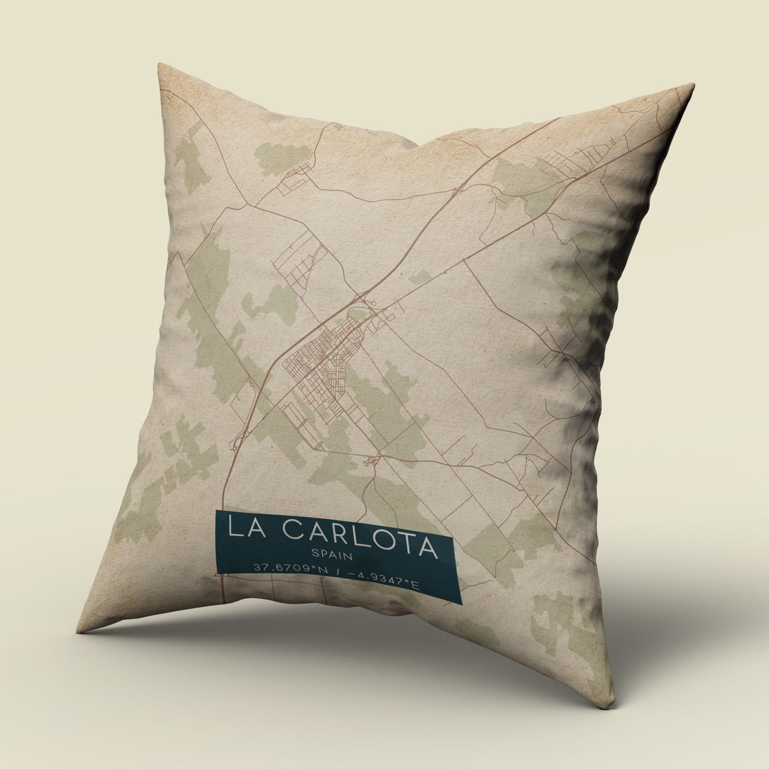 Vintage La Carlota Spain Map Pillow, Custom Double Sided Pillow ...
