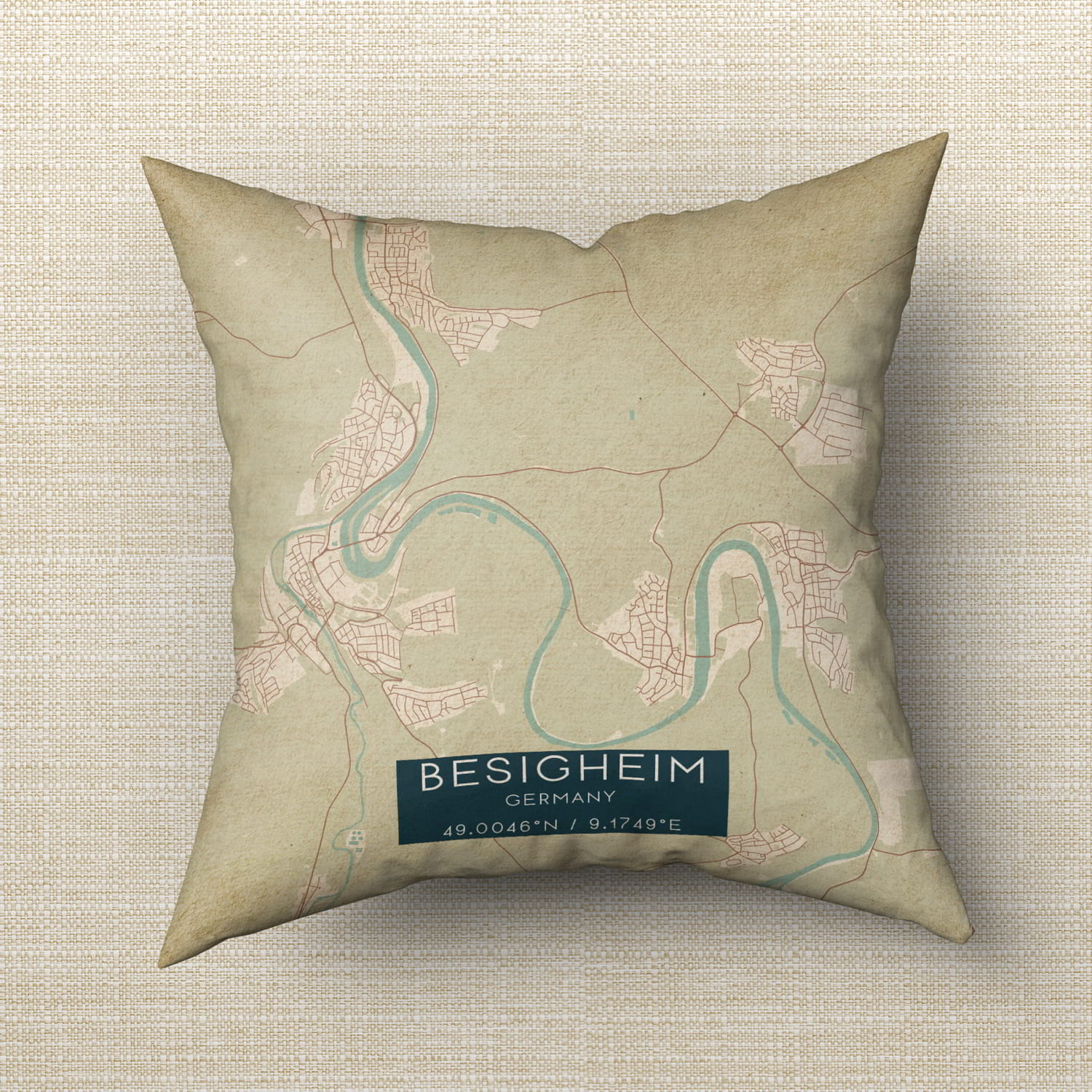 Vintage Besigheim Germany Map Pillow, Custom Double Sided Pillow ...