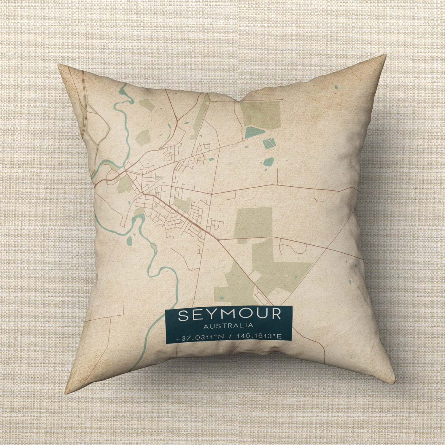 Vintage Seymour Australia Map Pillow, Custom Double Sided Pillow ...