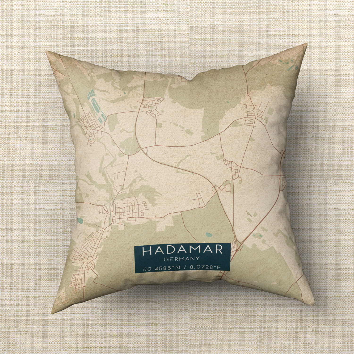 Vintage Hadamar Germany Map Pillow, Custom Double Sided Pillow - Custom ...