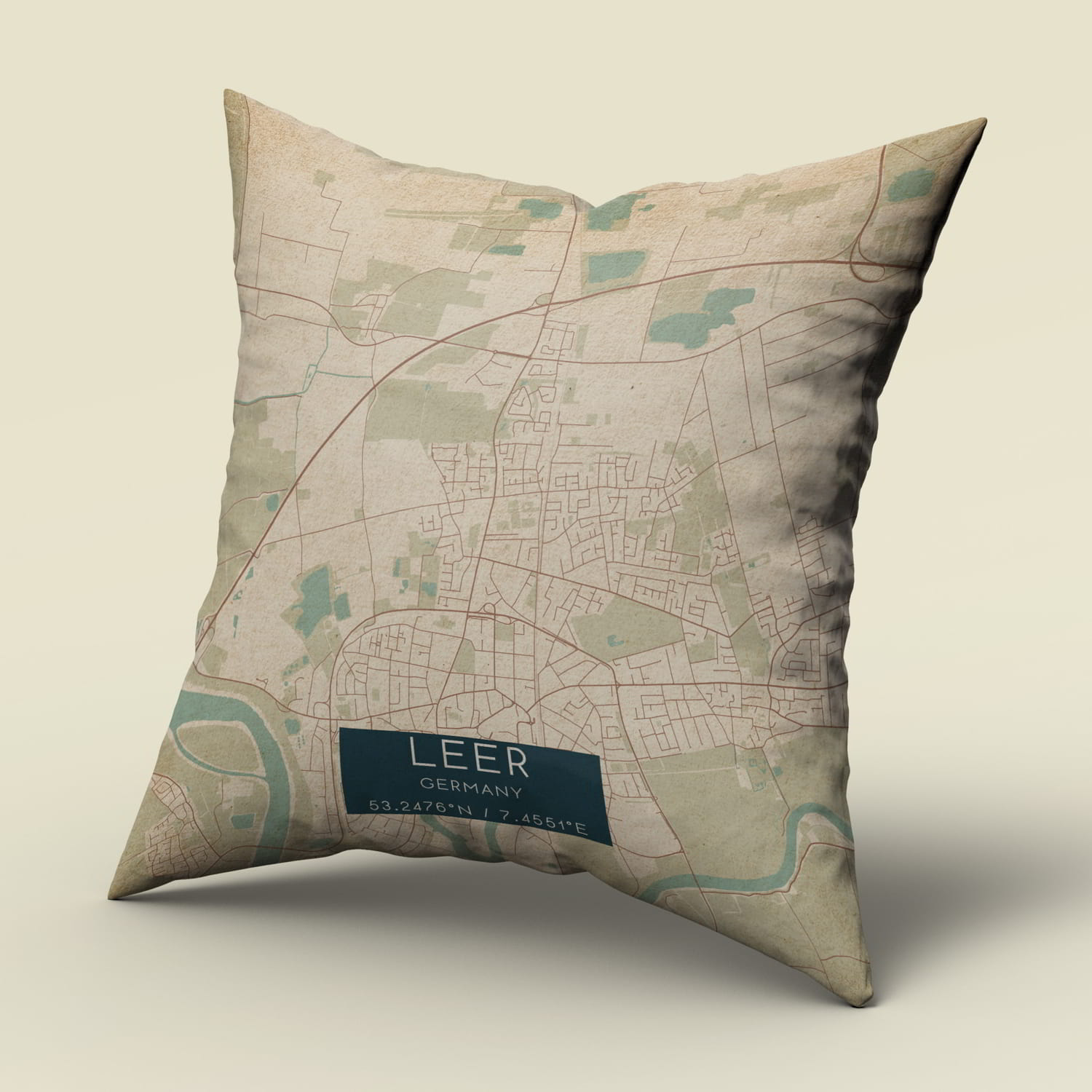 Vintage Leer Germany Map Pillow, Custom Double Sided Pillow - Custom ...